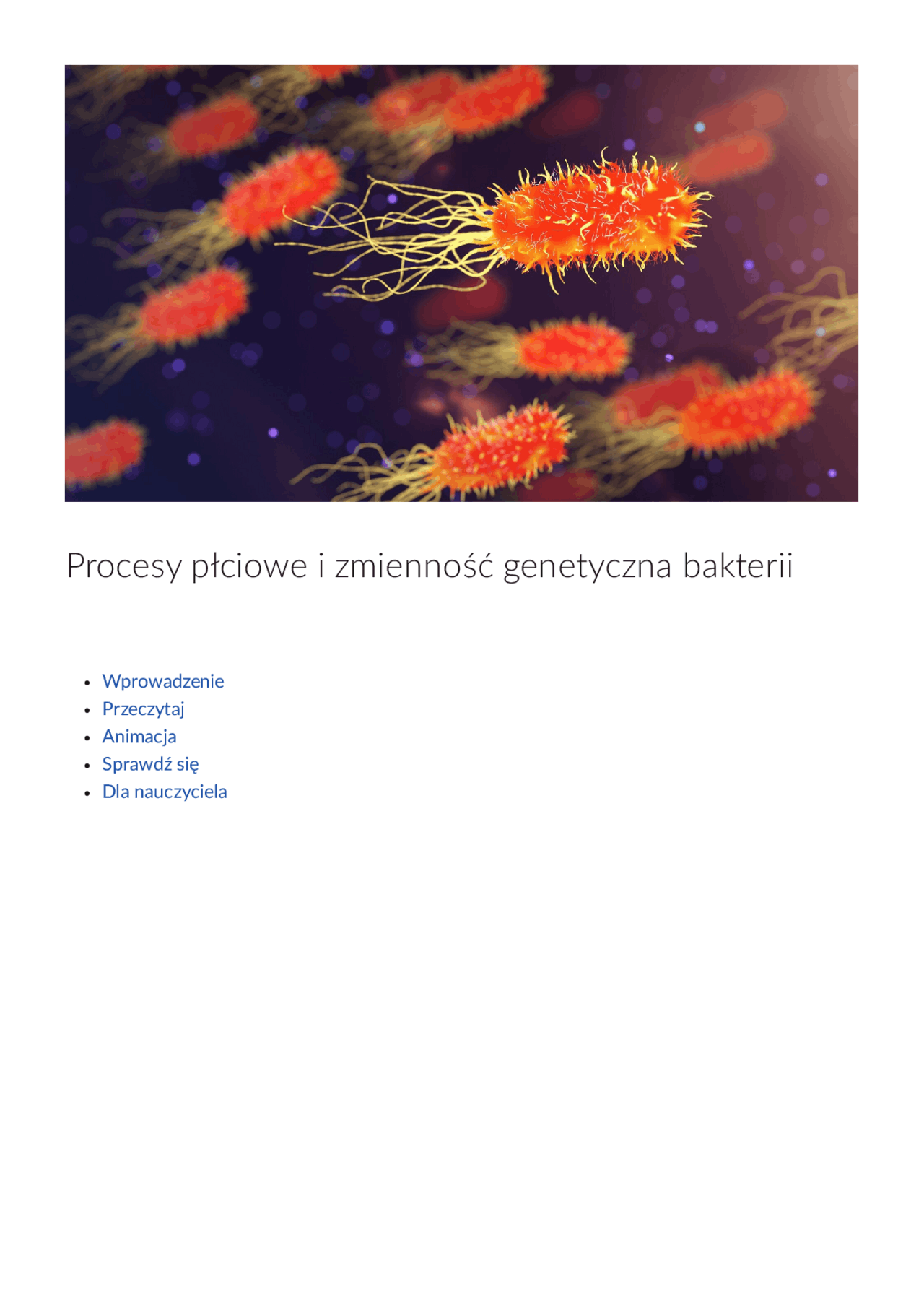 Procesy płciowe i zmienność genetyczna bakterii | Publikacje Biologia ...