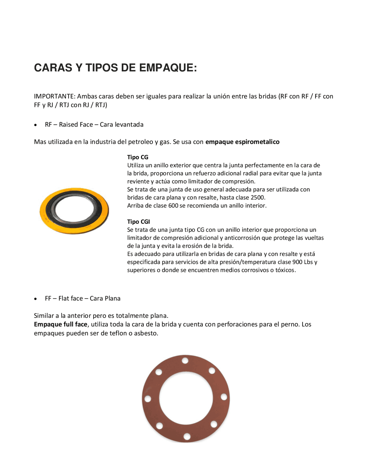 CARAS Y TIPOS DE EMPAQUES | Guías, Proyectos, Investigaciones de Física ...