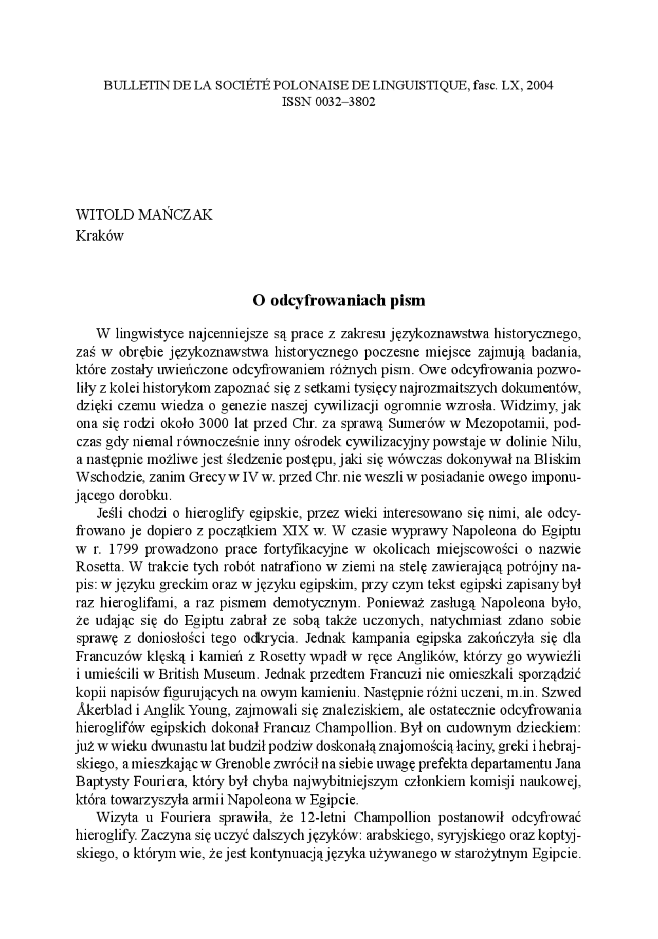 O odcyfrowaniach pism | Publikacje Historia | Docsity