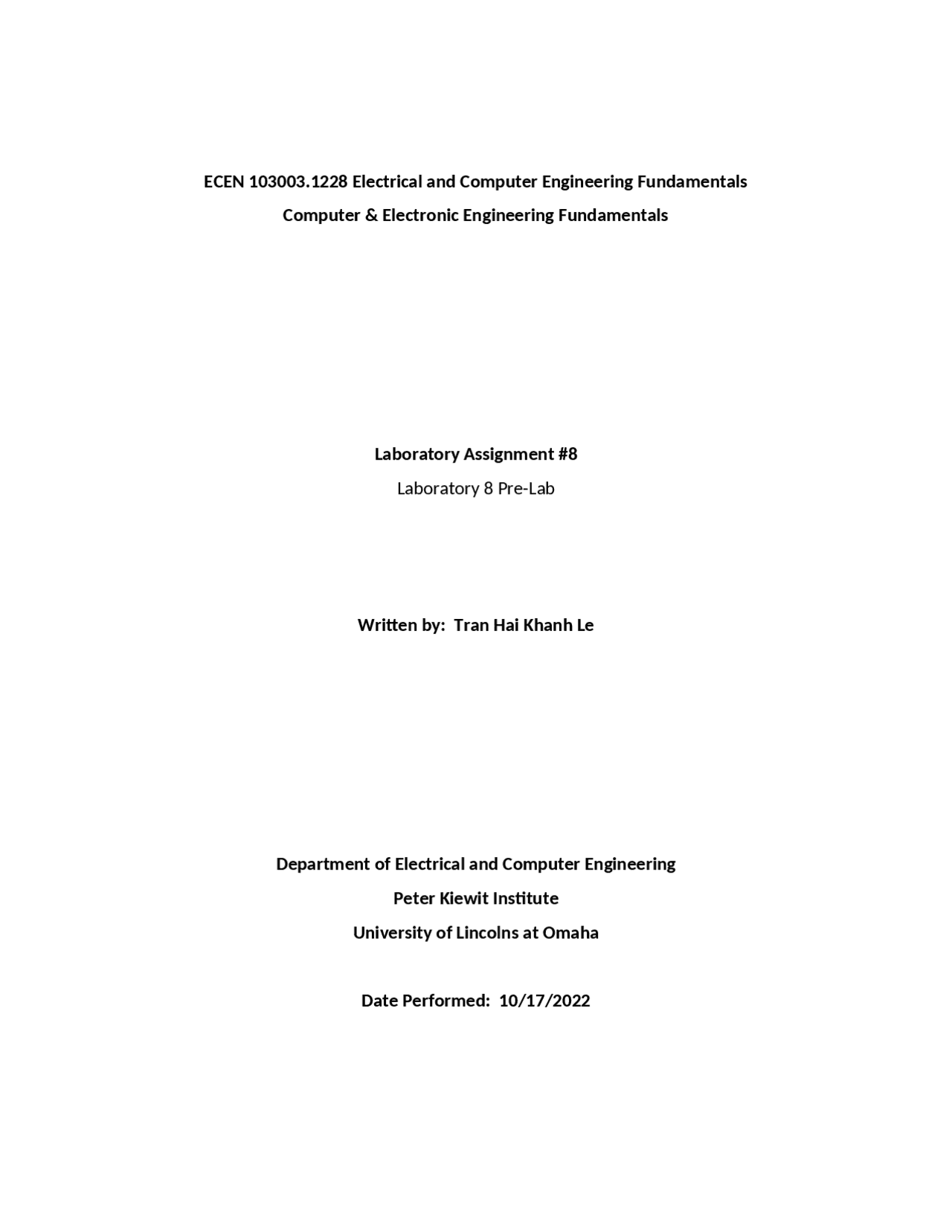 Electrical Engineering Ecen 103 Exercises Electrical And