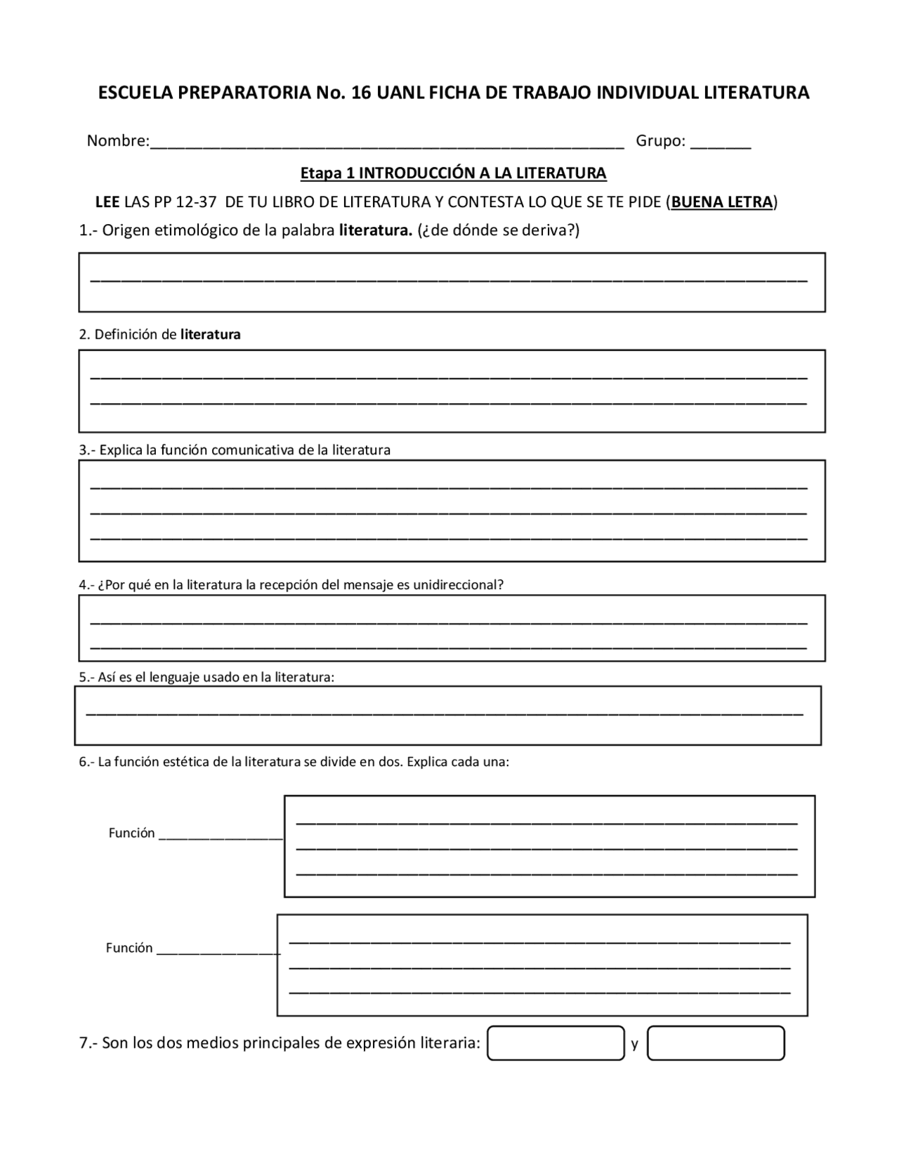 Hojas De Trabajo De Lengua Y Literatura De Secundaria Untitled