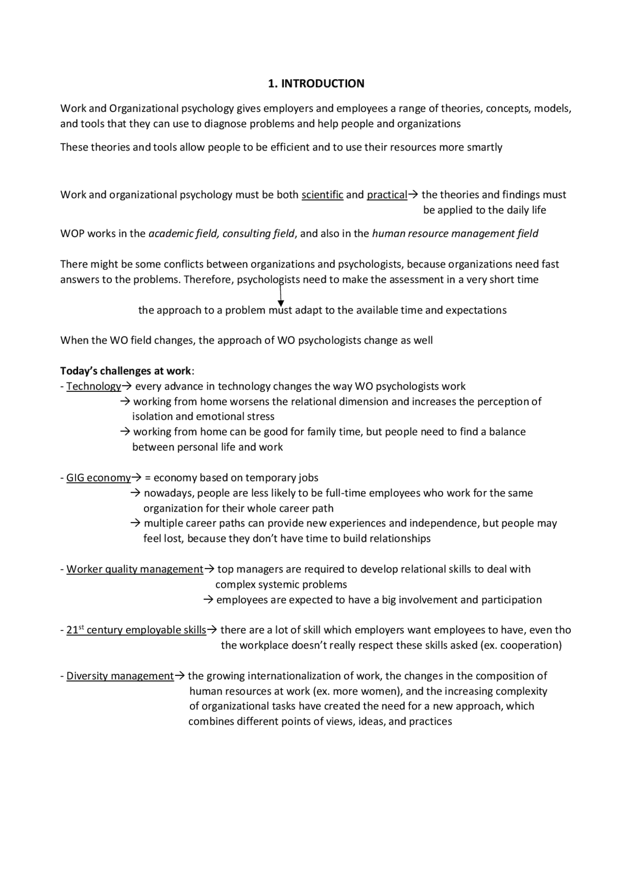 Work and Organizational psychology notes | Appunti di Psicologia del ...