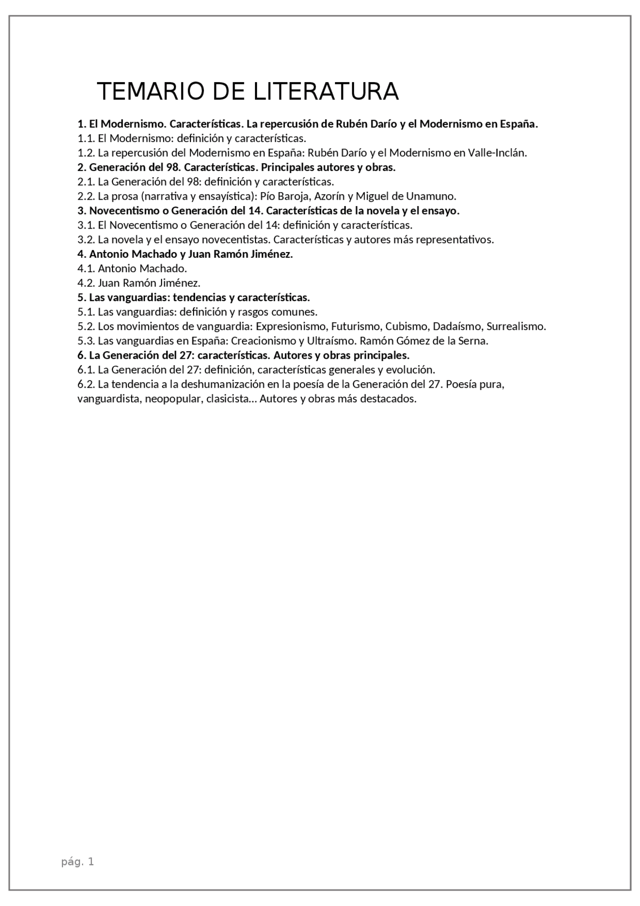 Todo el contenido de literatura de 2 bachillerato | Apuntes de Lengua y ...