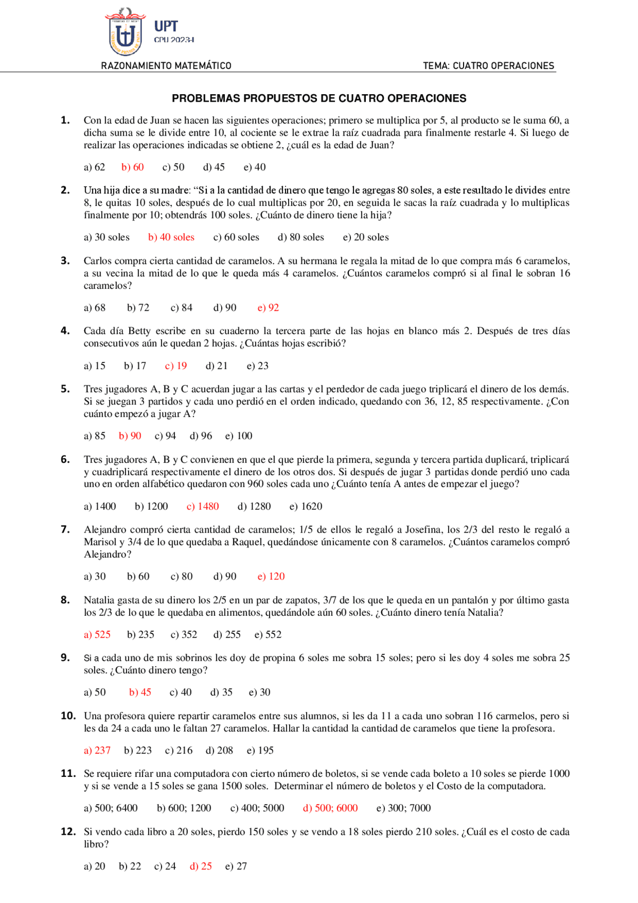 Razonamiento Matematico Ejercicios De Matemáticas Docsity