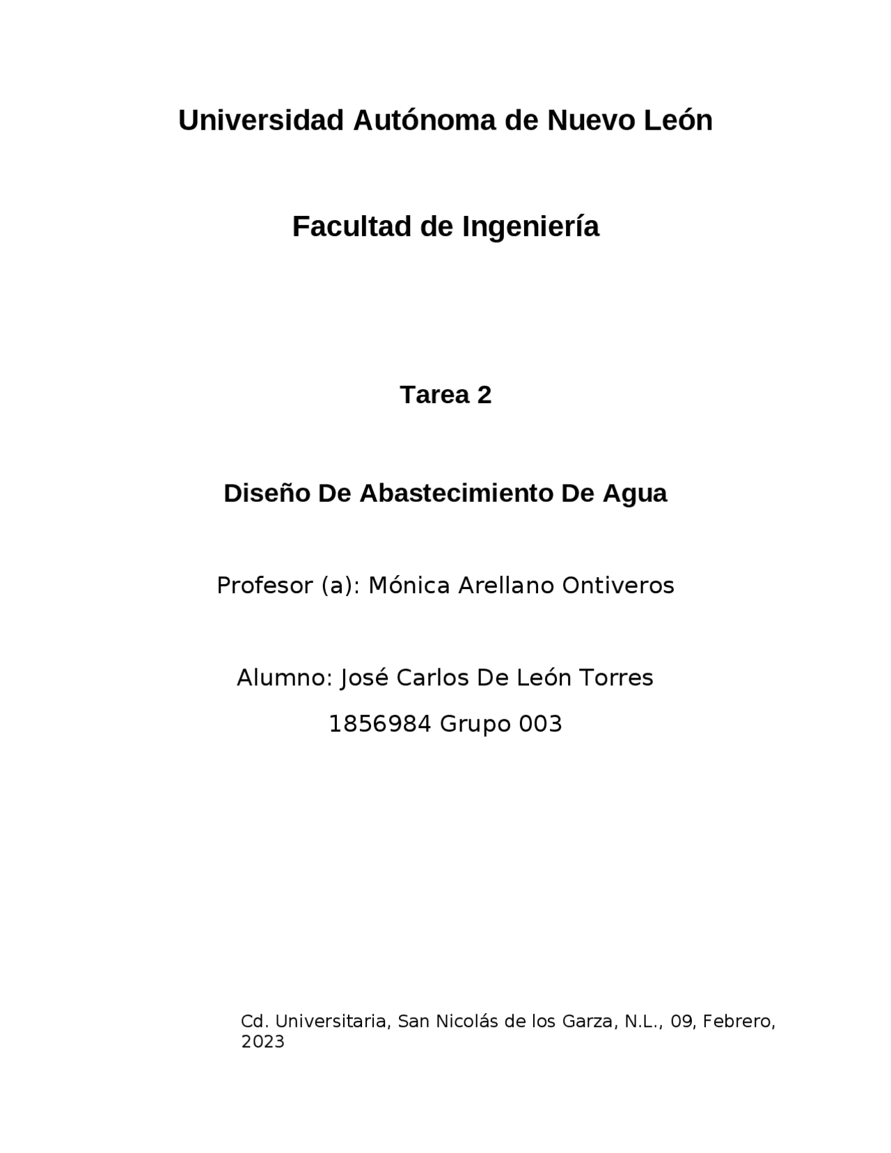 Tarea Dos De Abastecimientos De Agua Monografías Ensayos De Ética