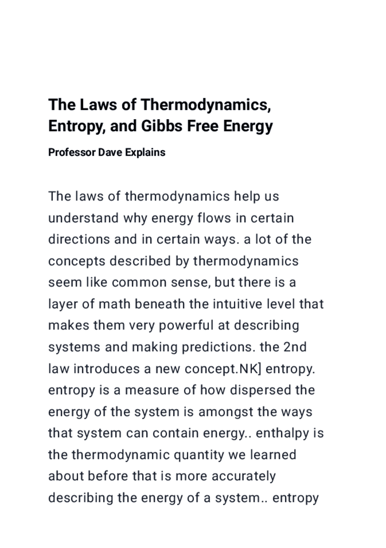 Its About The Concept Of Thermodynamics And Entropy And Gibs Free