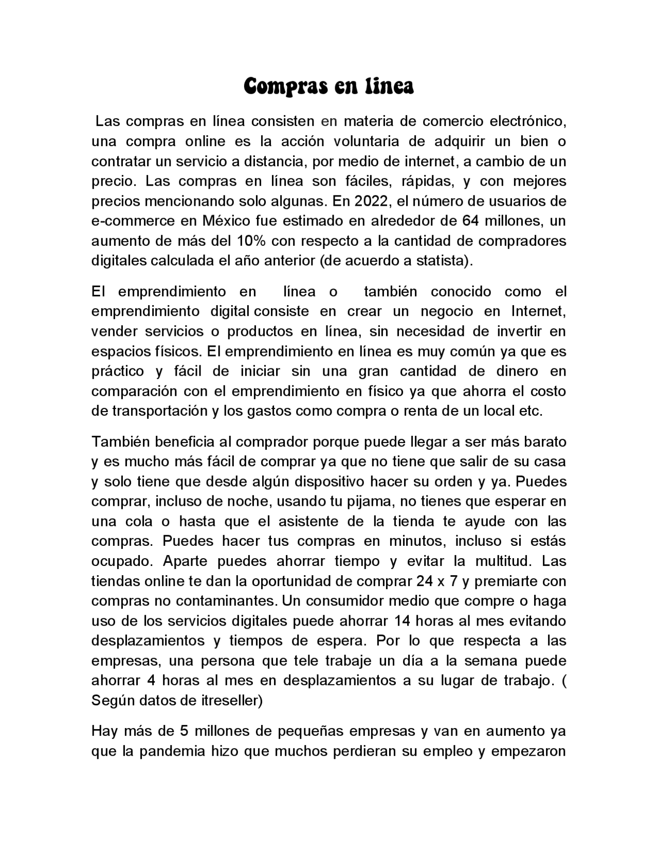 Compras En Linea Formato De Ensayo Monografías Ensayos De Lengua Y
