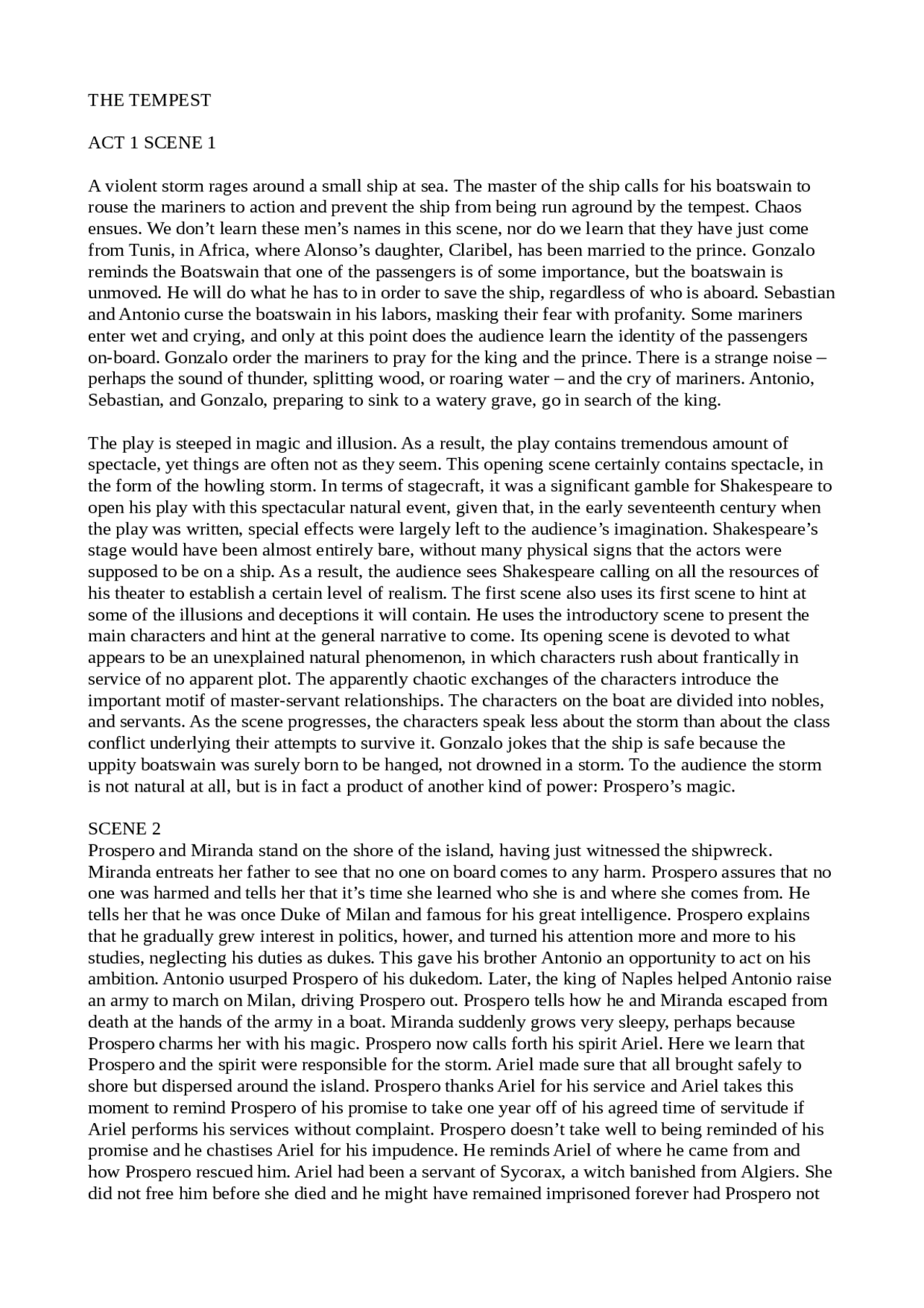 THE TEMPEST - riassunto | Schemes and Mind Maps of English Literature ...