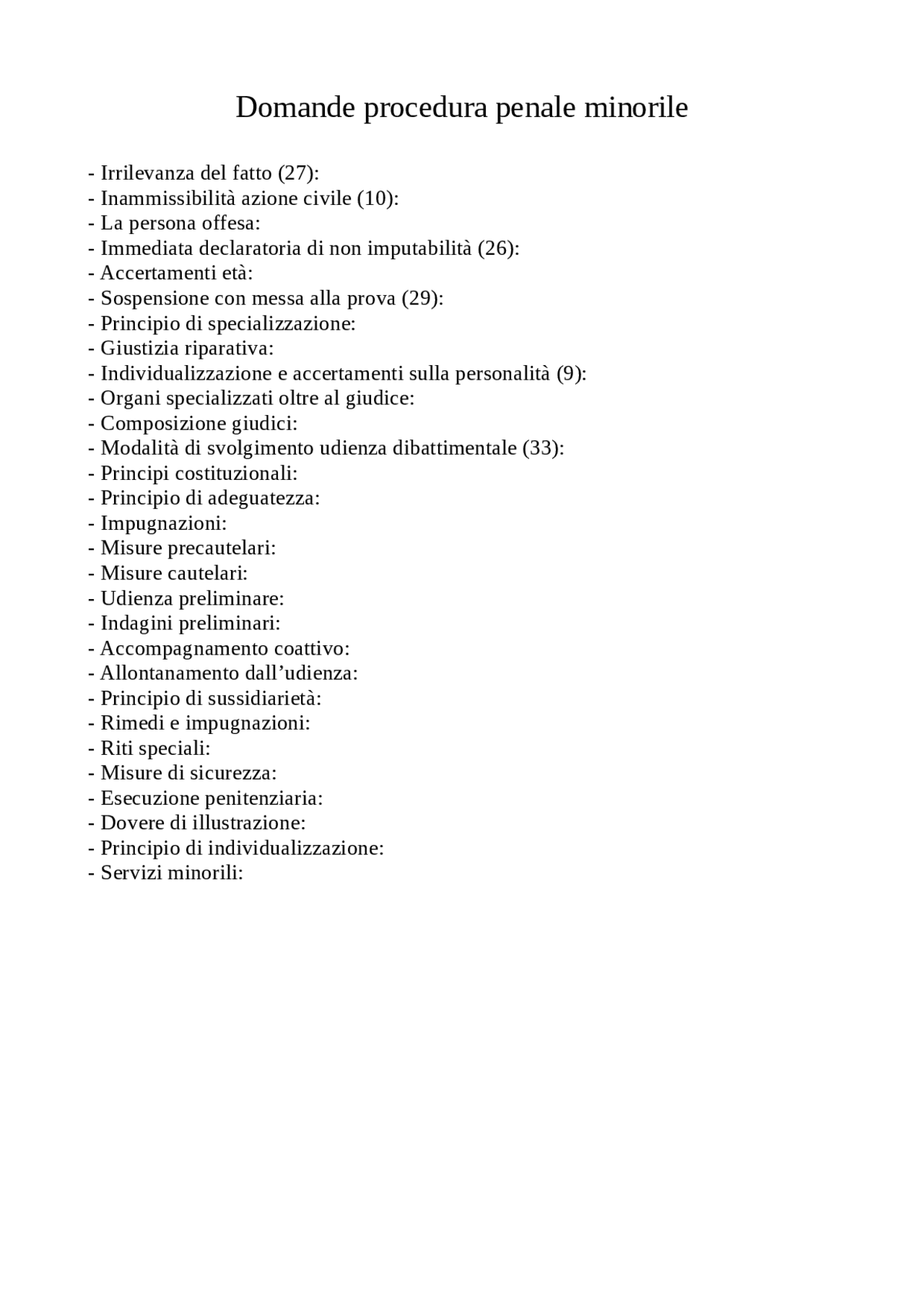 Procedura Penale Minorile Domande Col Prof Bronzo Prove Desame Di