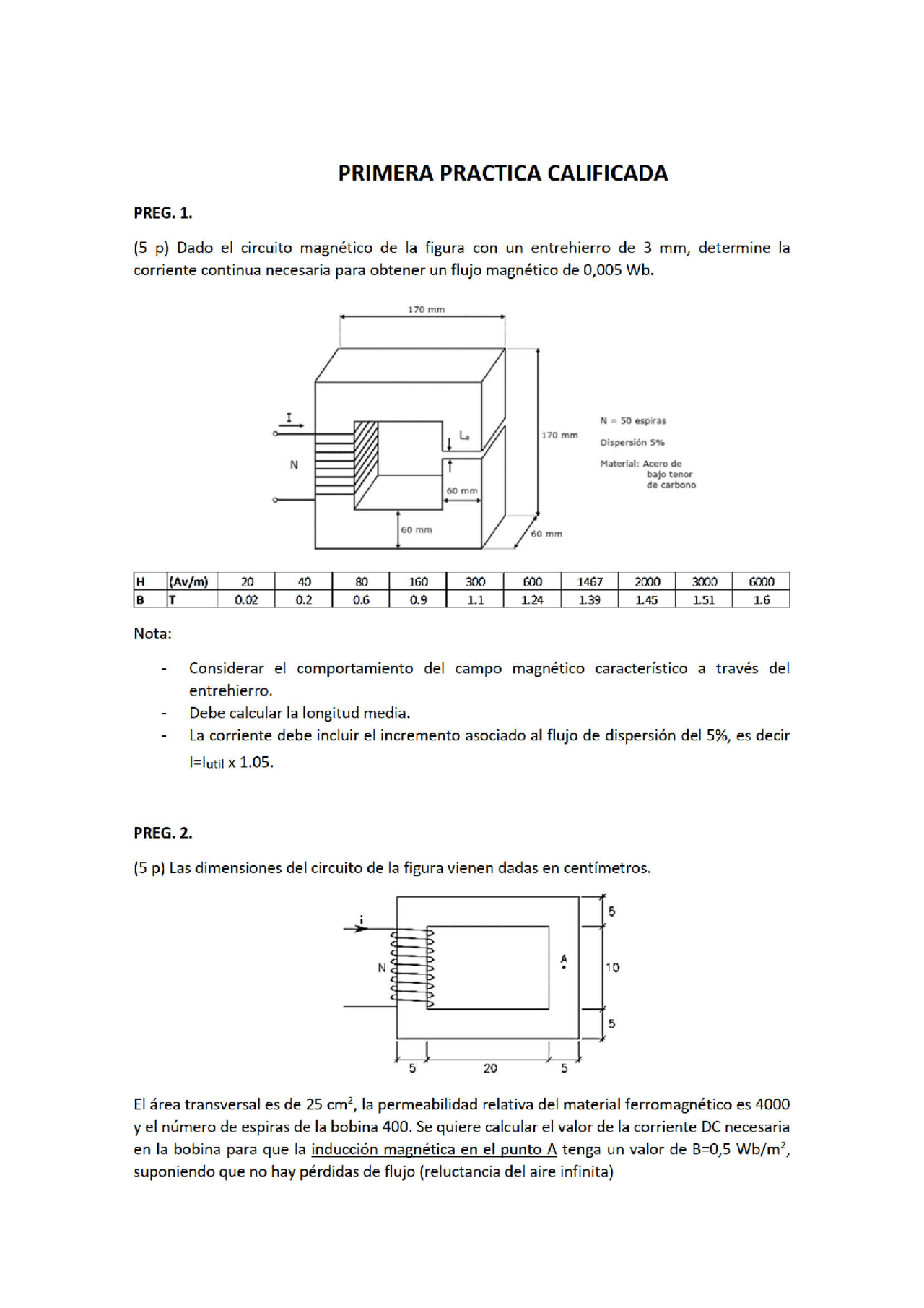 primera practica calificada maquinas electricas | Exámenes de Máquinas Eléctricas | Docsity