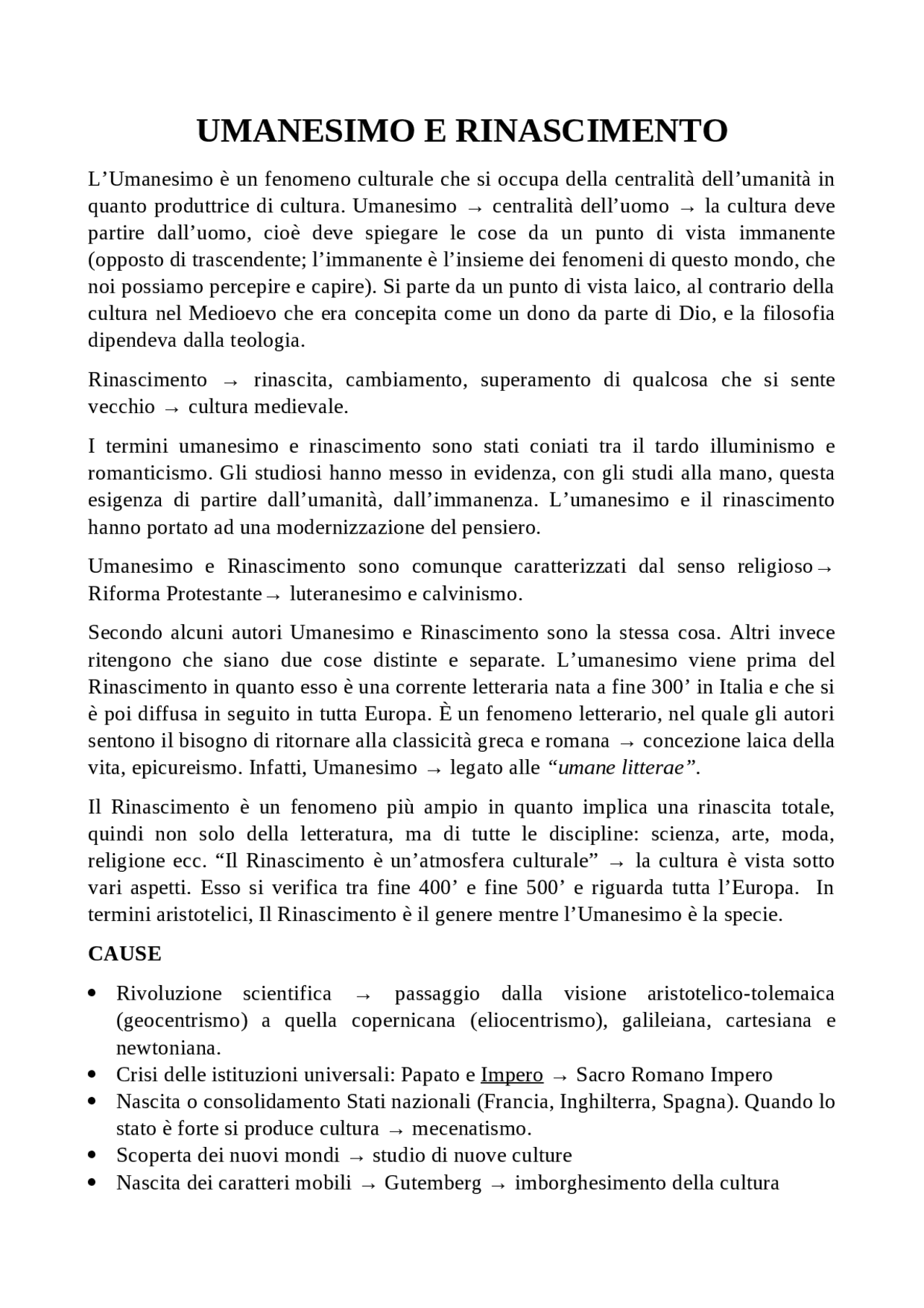 Umanesimo E Rinascimento Appunti Di Filosofia Docsity