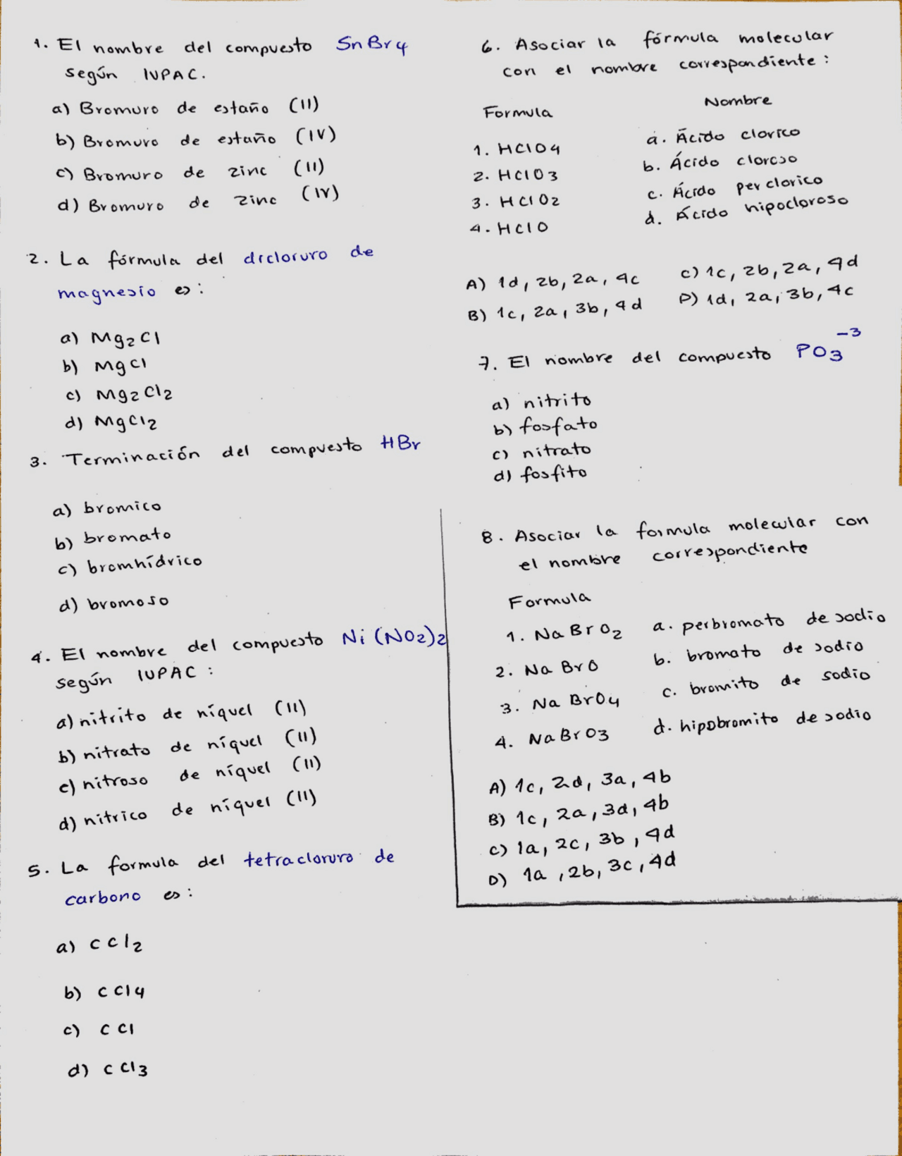 EJERCICIOS NOMENCLATURA | Ejercicios de Bioquímica | Docsity