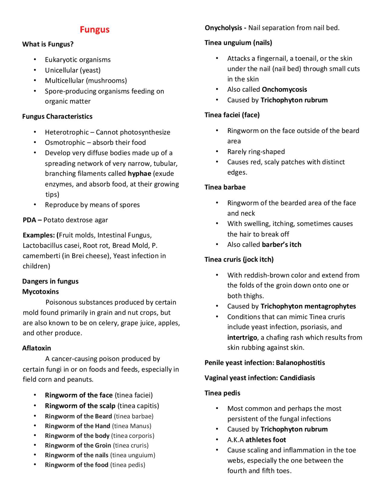 Microbiology and Parasitology: Fungus Notes | Study notes Parasitology ...