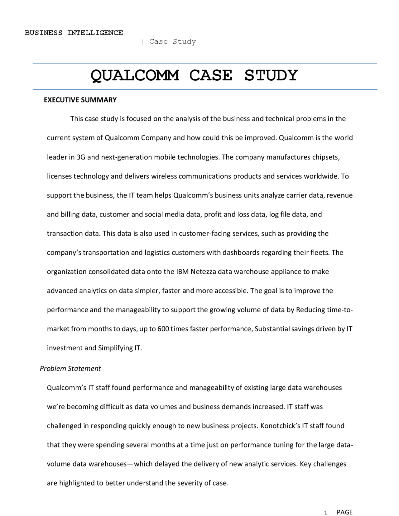 QUALCOMM CASE STUDIES | Study Guides, Projects, Research Business Management and Analysis | Docsity