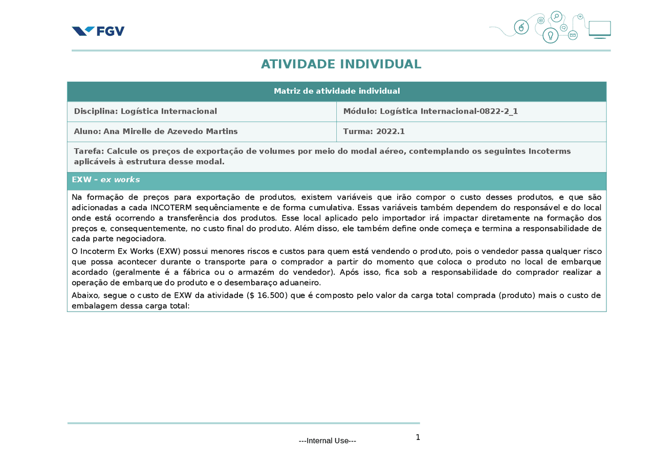 Logistica Internacional Exercícios Logística Docsity