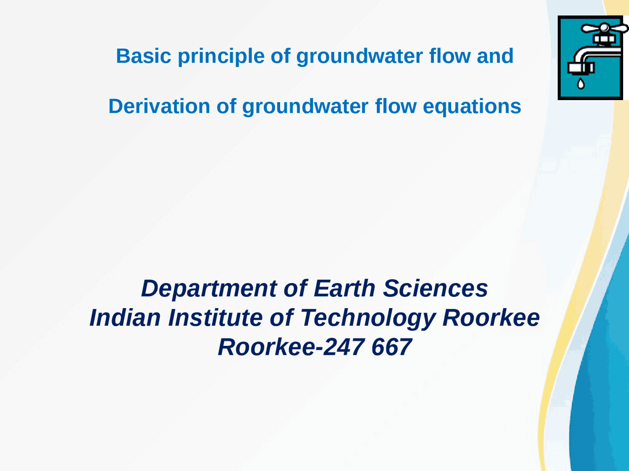 Principles of groundwater flow in hydrology | Study Guides, Projects ...