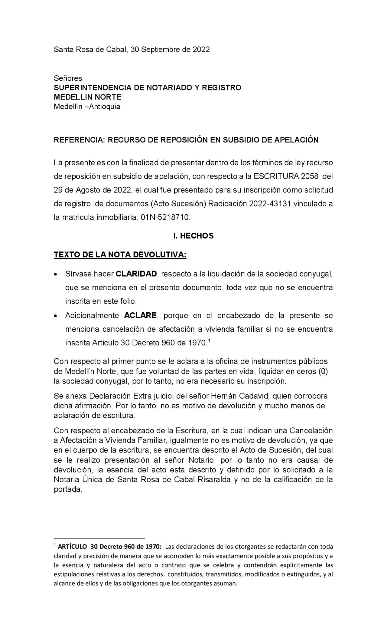 RECURSO REPOSICION EN SUBSIDIO DE APELACION | Apuntes de Derecho ...