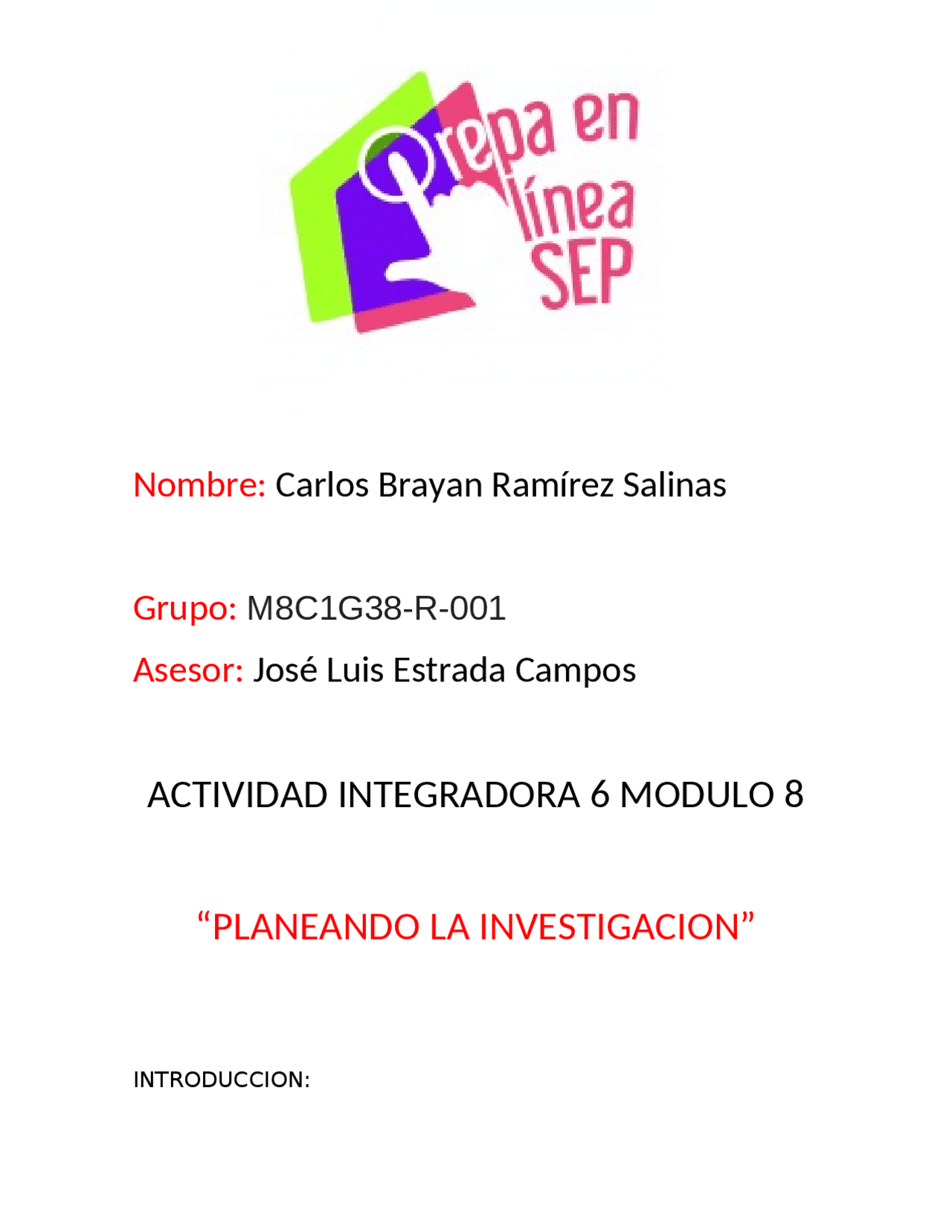Prepa En Linea Actividad Integradora Numero 6 Del Modulo 8 Apuntes De