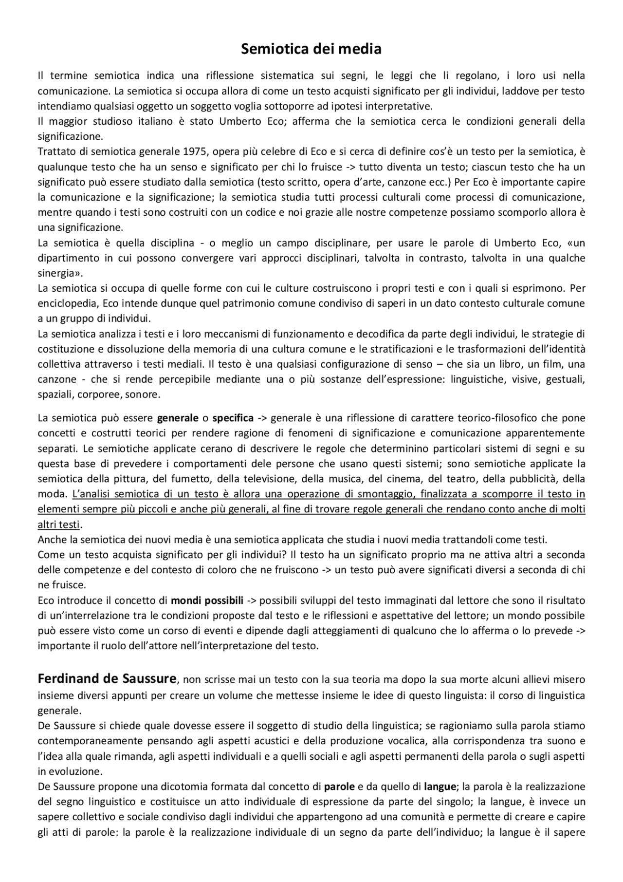 Appunti Semiotica dei media Universitas Mercatorum | Appunti di Semiotica | Docsity