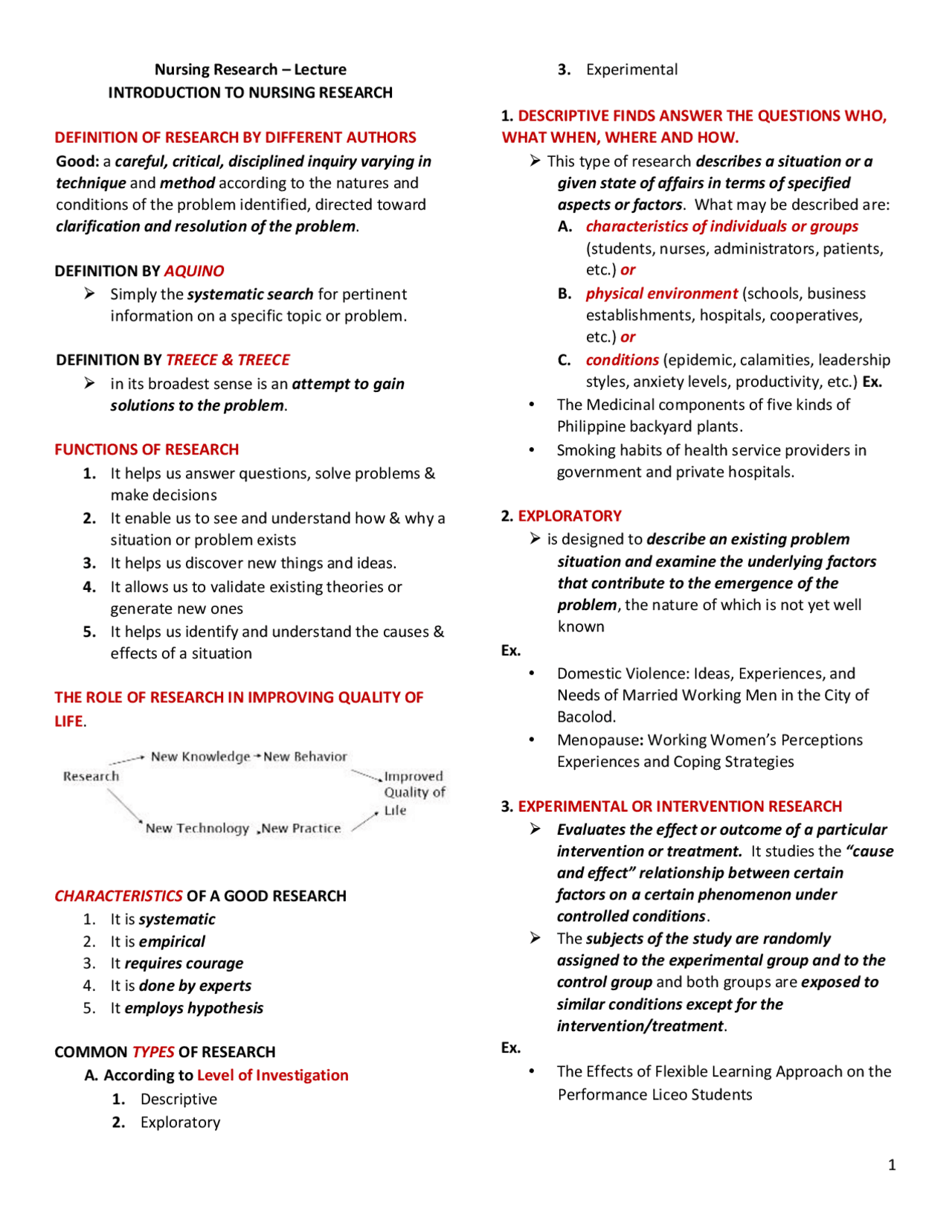 Nursing Research Notes | Study notes Nursing | Docsity
