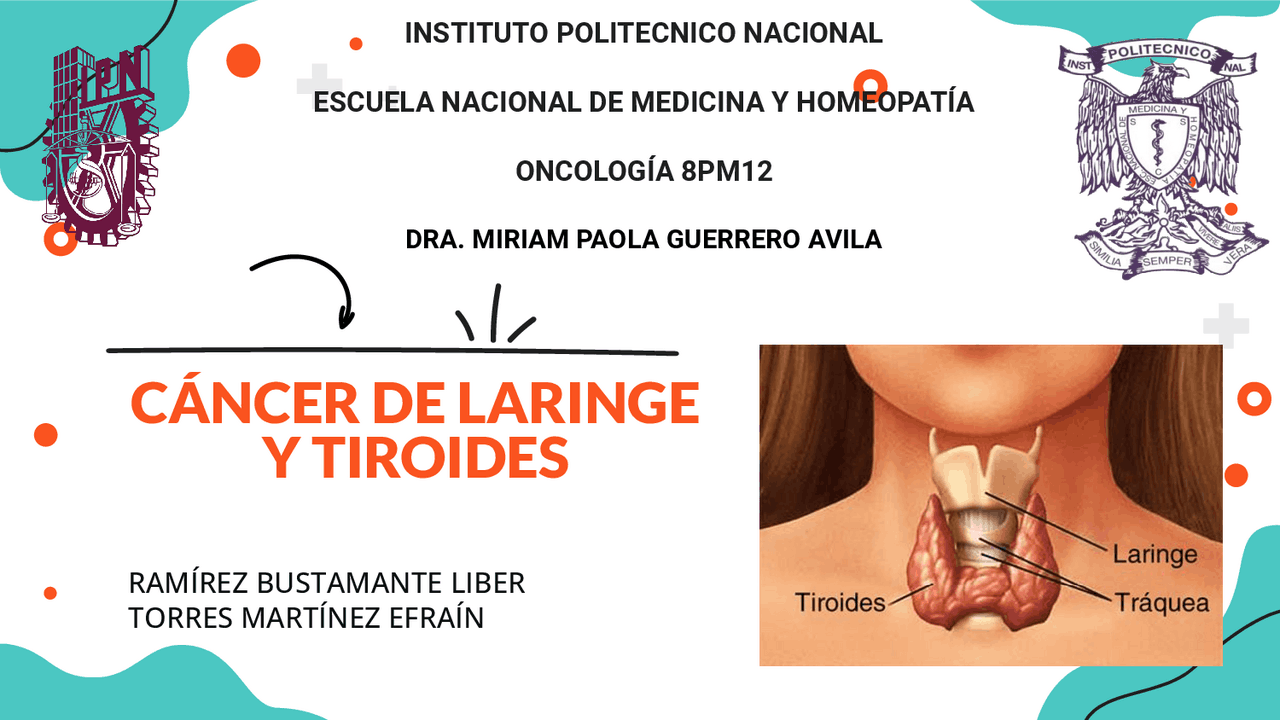 Cancer De Laringe Y Tiroides Diapositivas De Oncología Docsity