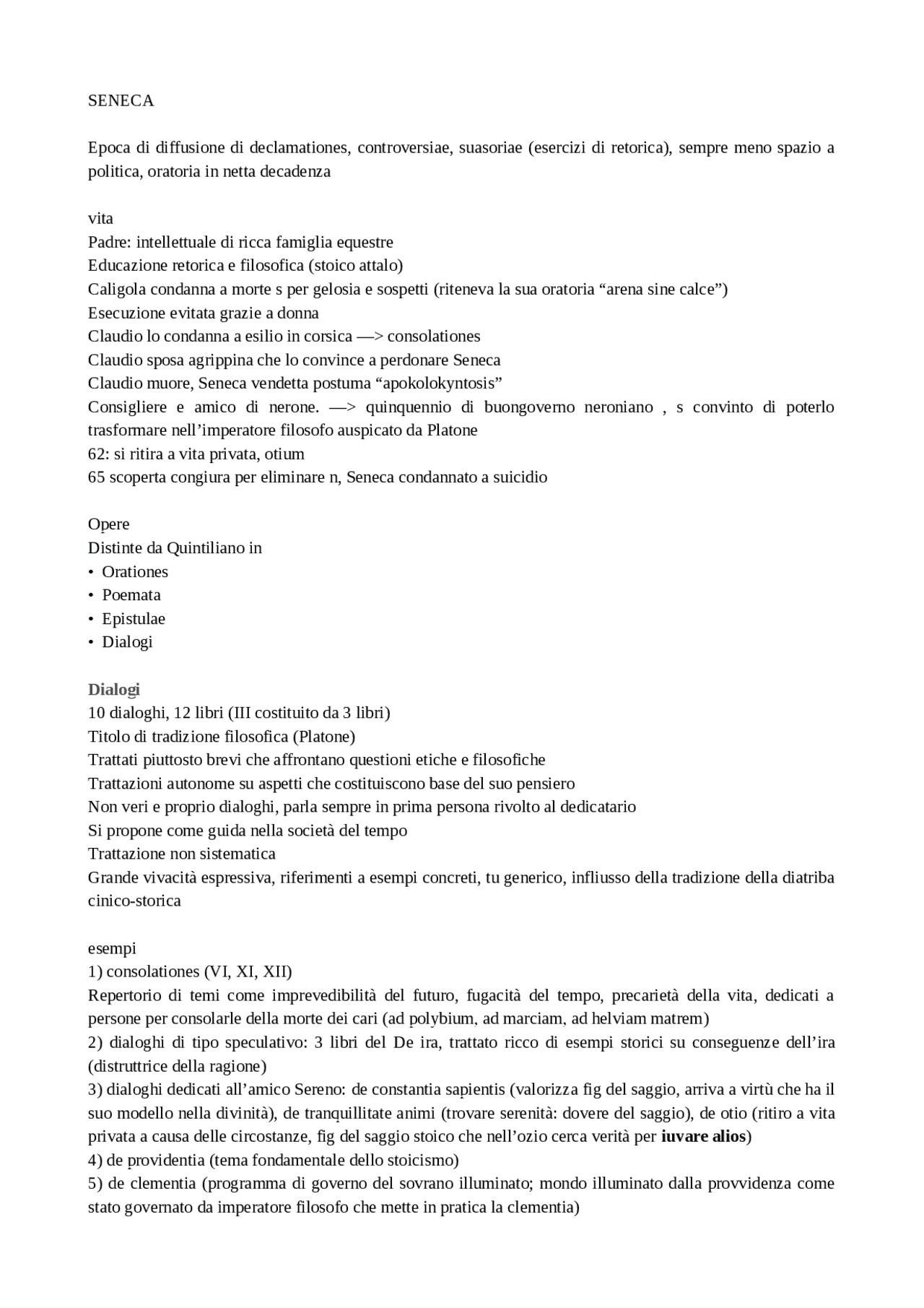 Ita E Opere Di Seneca Schemi E Mappe Concettuali Di Latino Docsity