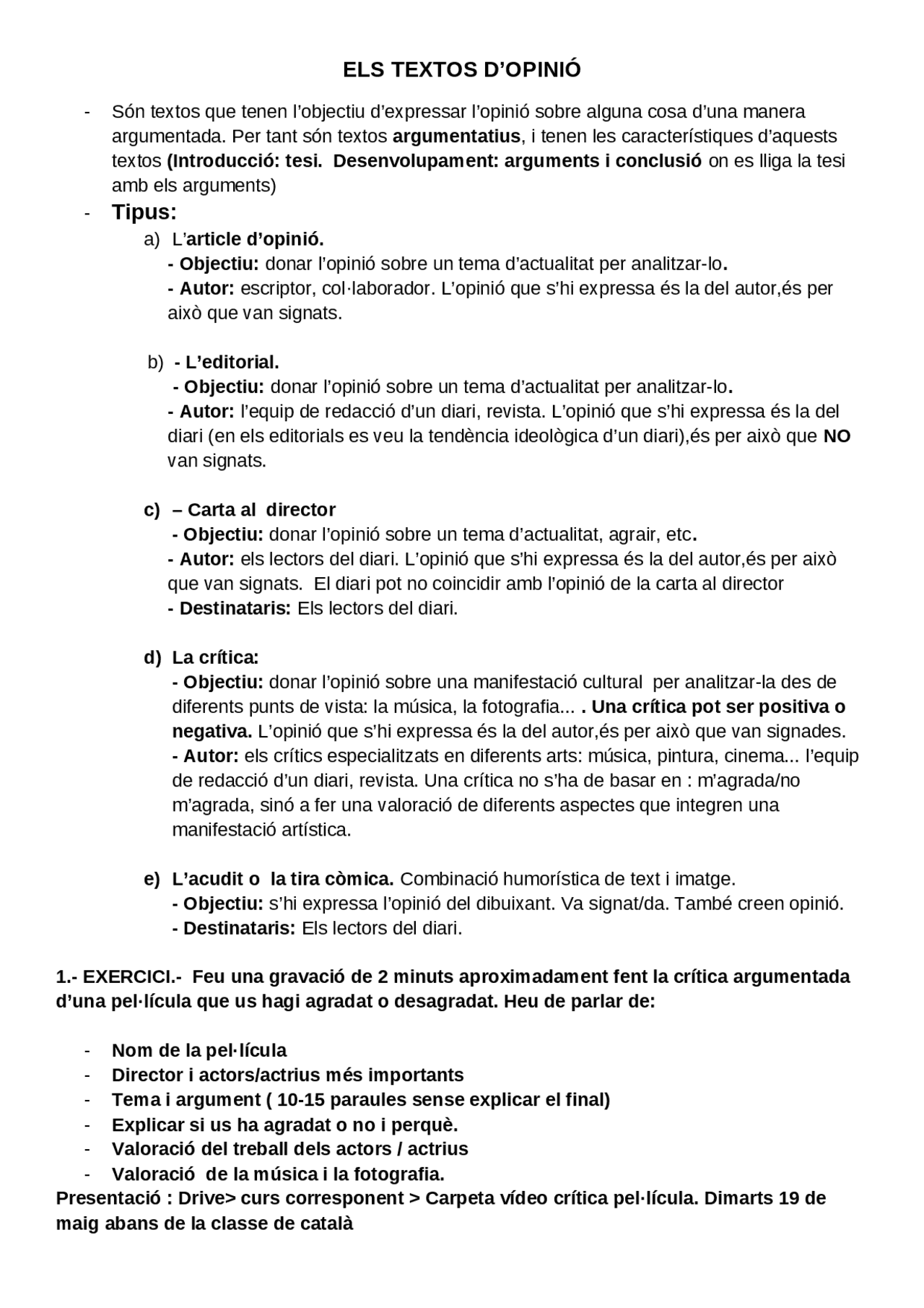 Ejercicios De Catalan Ejercicios De Catalán Docsity