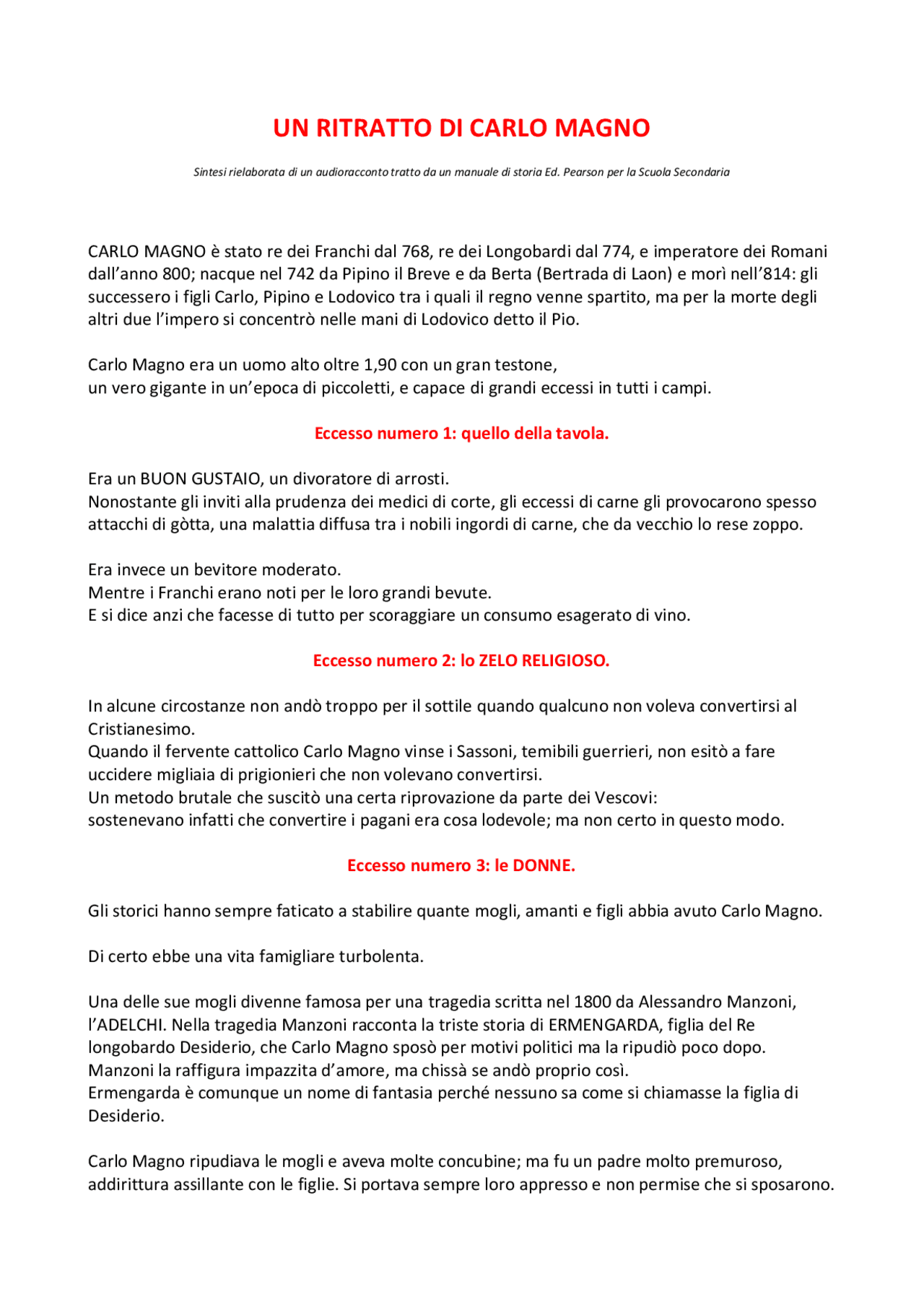 Ritratto Di Carlo Magno Guide Progetti E Ricerche Di Storia Docsity