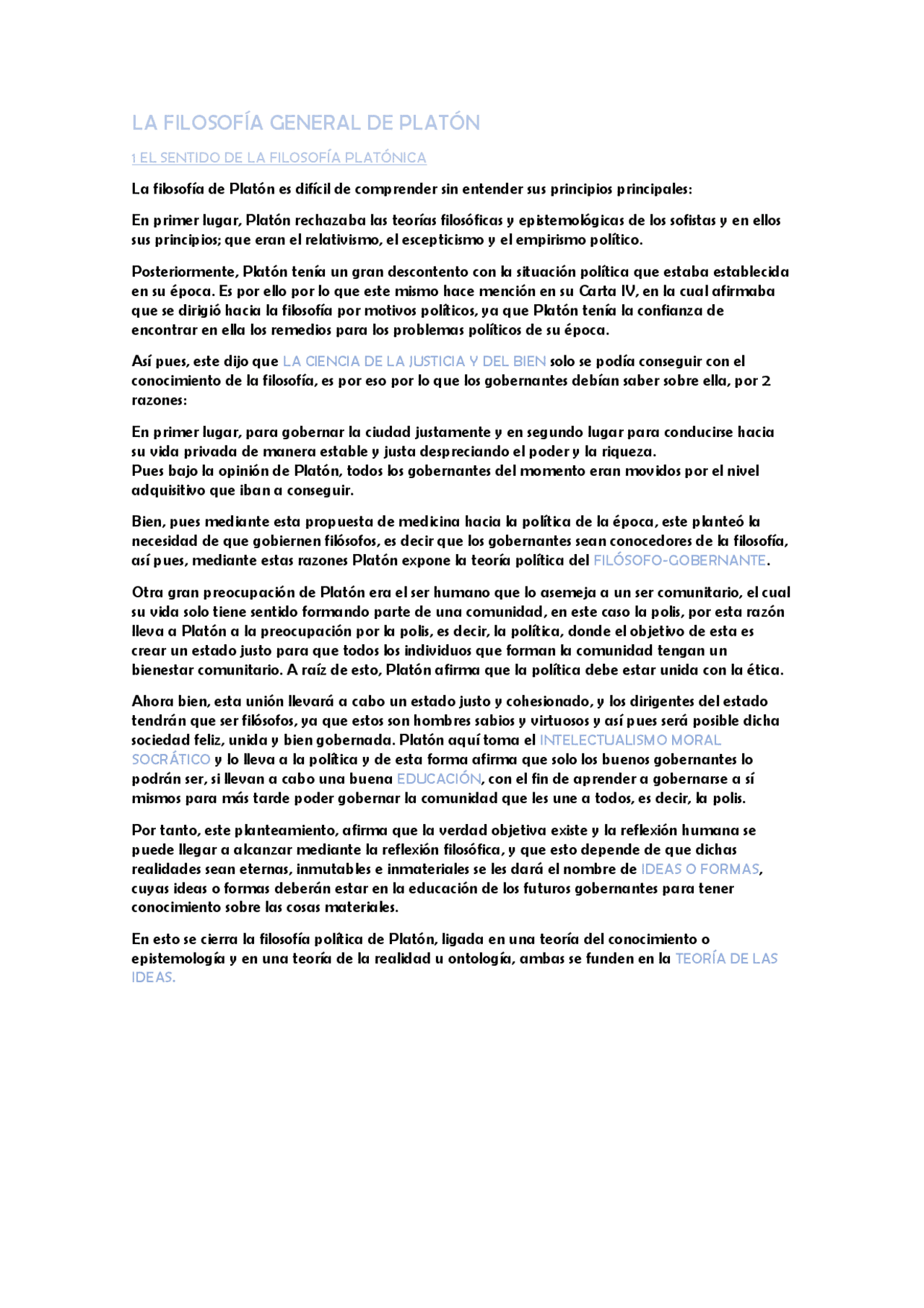 FILOSOFÍA DE PLATÓN MUY PRÁCTICOS Y BIEN RESUMIDOS | Esquemas y mapas conceptuales de Historia ...