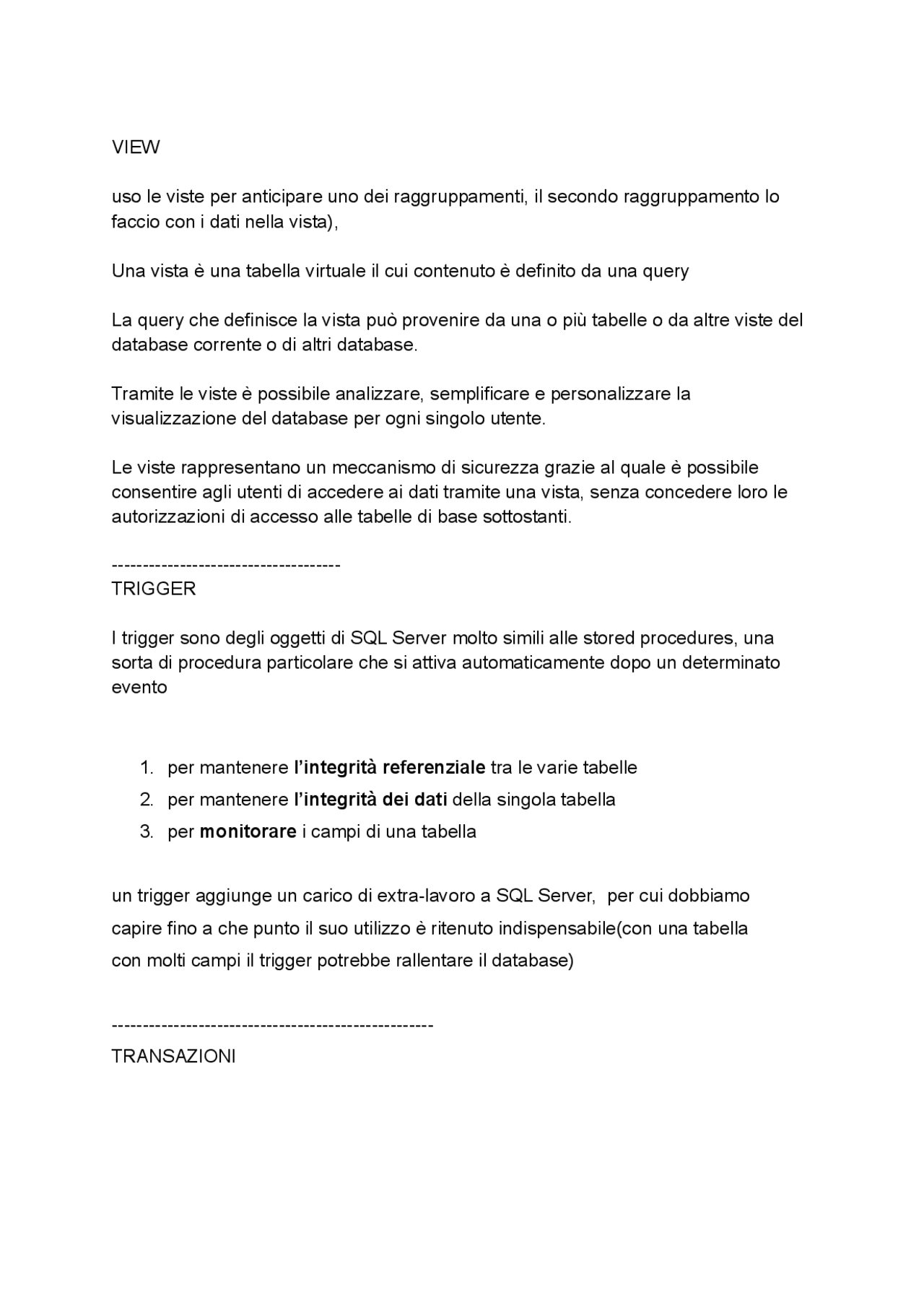 principali strumenti usati in sql | Appunti di Informatica | Docsity