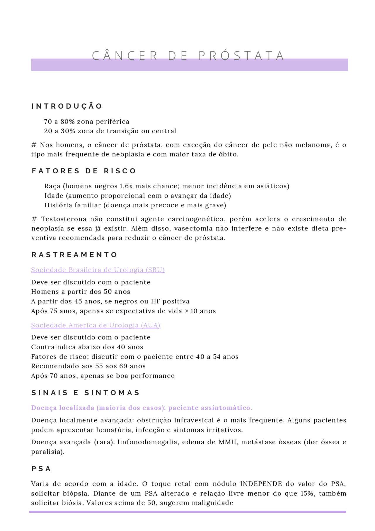 Resumo Abordando Os Principais Pontos Do Câncer De Próstata Esquemas