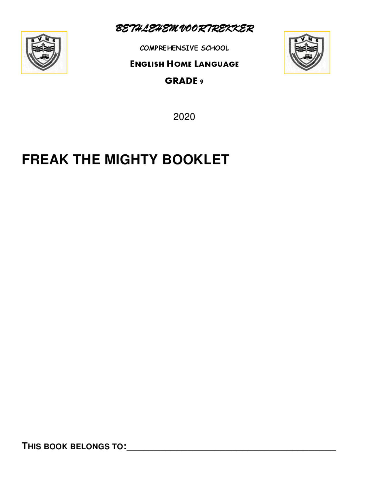 Freak The Mighty Booklet Lecture Notes Robotics Docsity