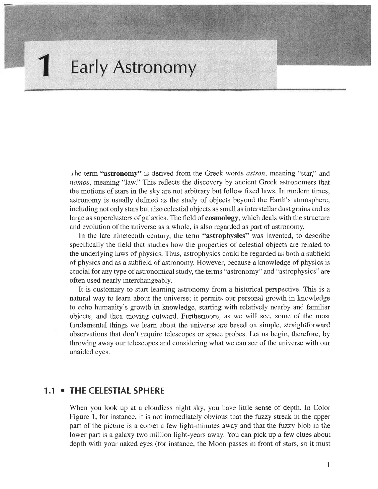 1.1 r THE CEIESTIAI SPHERE | Summaries Astronomy | Docsity