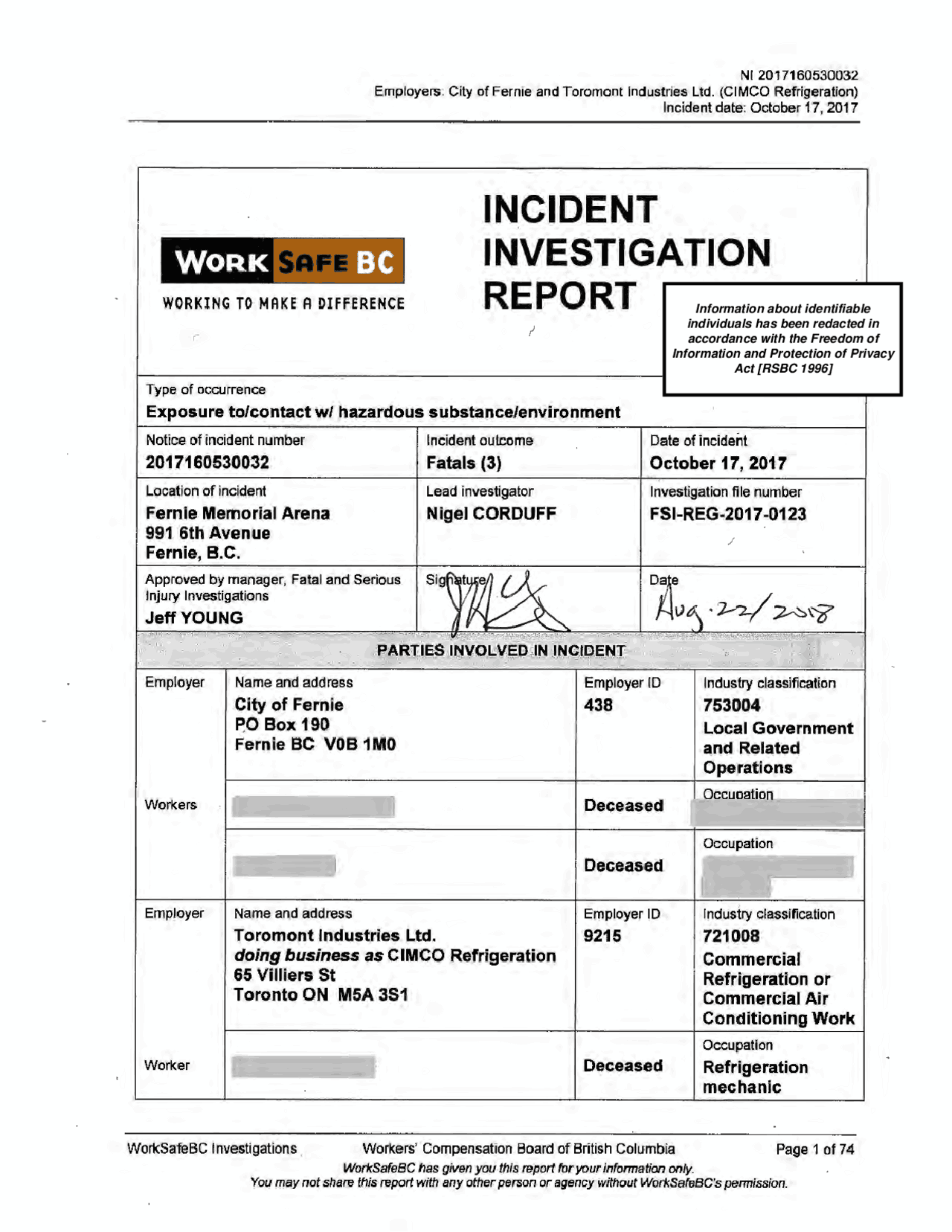 Incident Investigation Report | Exercises Engineering | Docsity