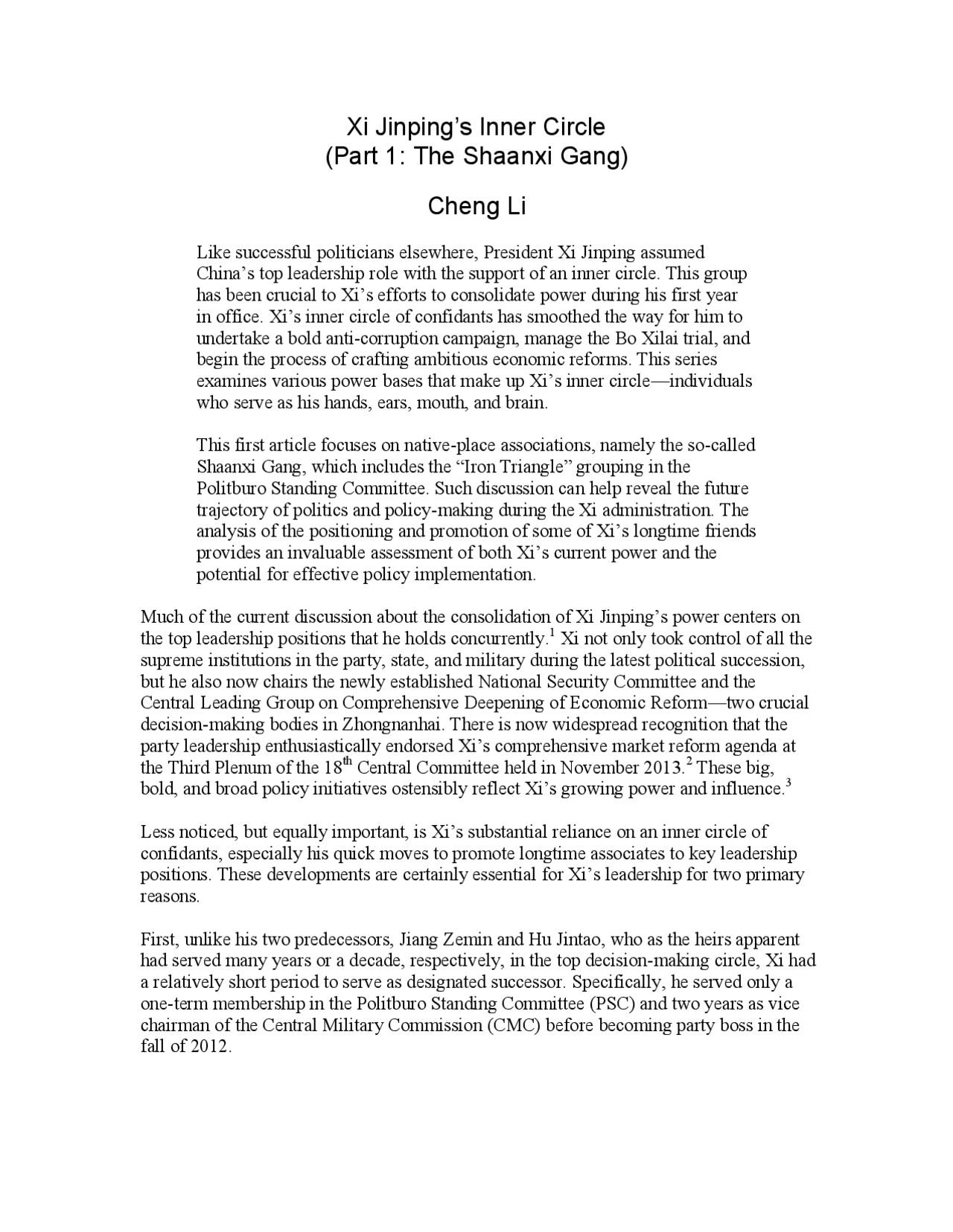 Xi Jinping's Inner Circle (Part 1: The Shaanxi Gang) Cheng Li | Schemes and Mind Maps Chinese ...