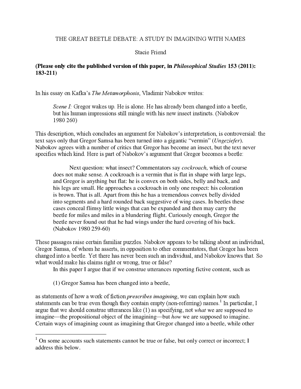 Vladimir Nabokov describes the first scene of Franz Kafka's ... | Study ...