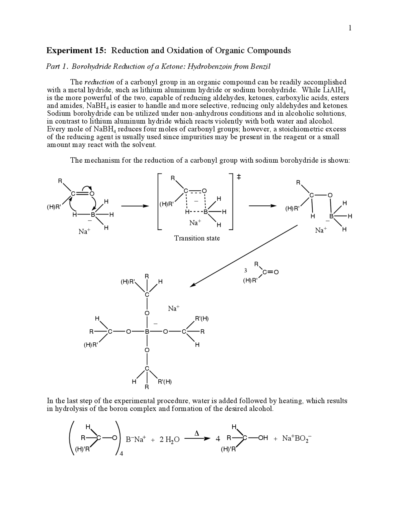 Experiment 15: Reduction and Oxidation of Organic Compounds | Exams ...