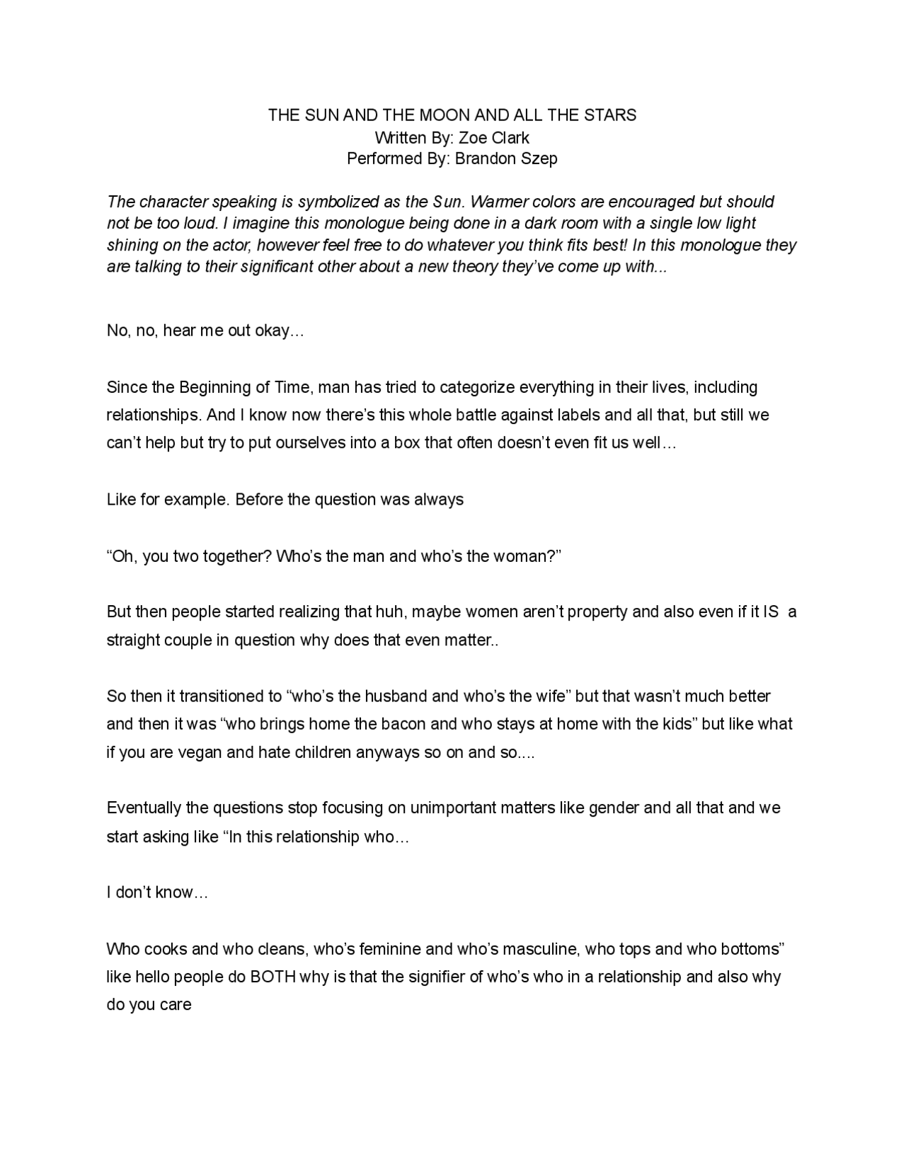 The sun and the moon and all the stars | Summaries Poetry | Docsity