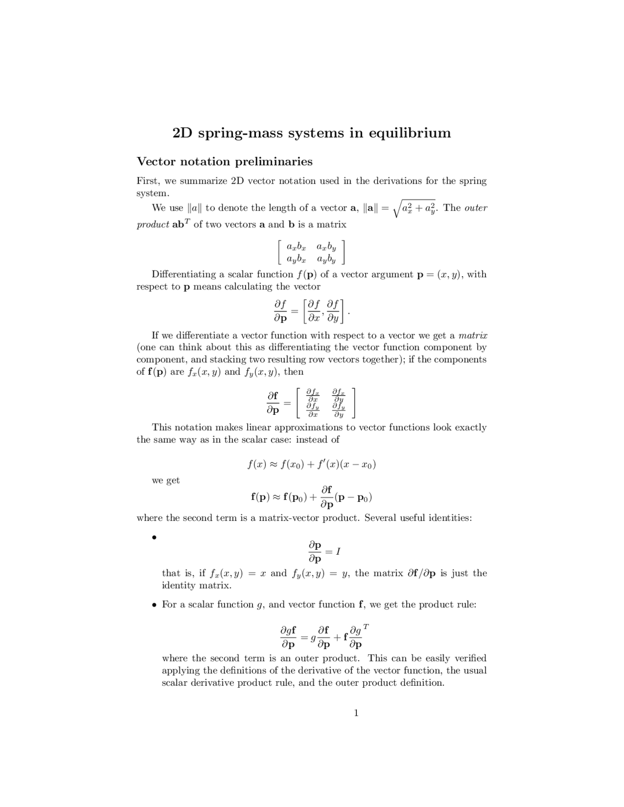 2D spring-mass systems in equilibrium | Exercises Computer science ...