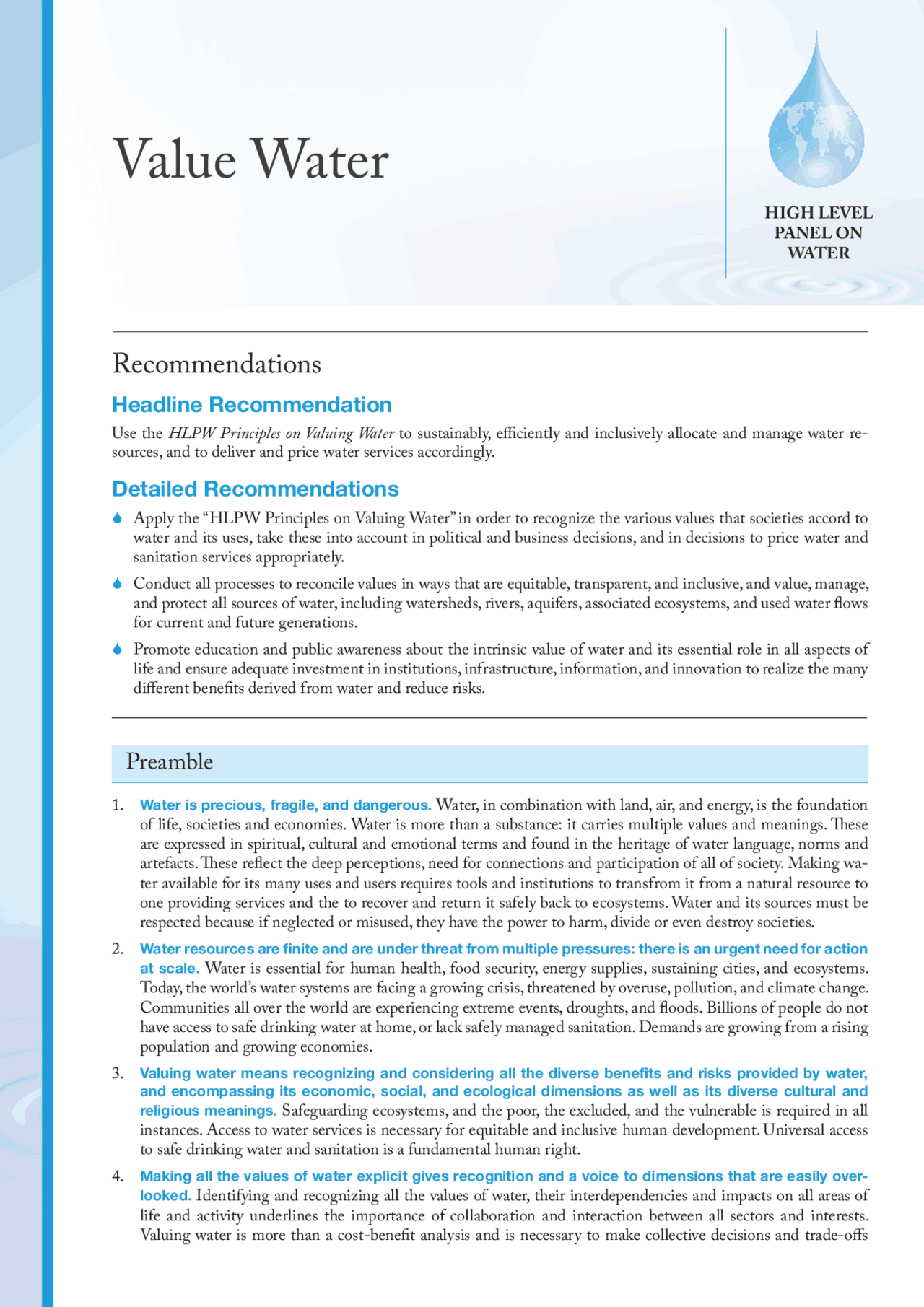 Value Water | Sustainable Development Goals | Summaries Sustainable ...