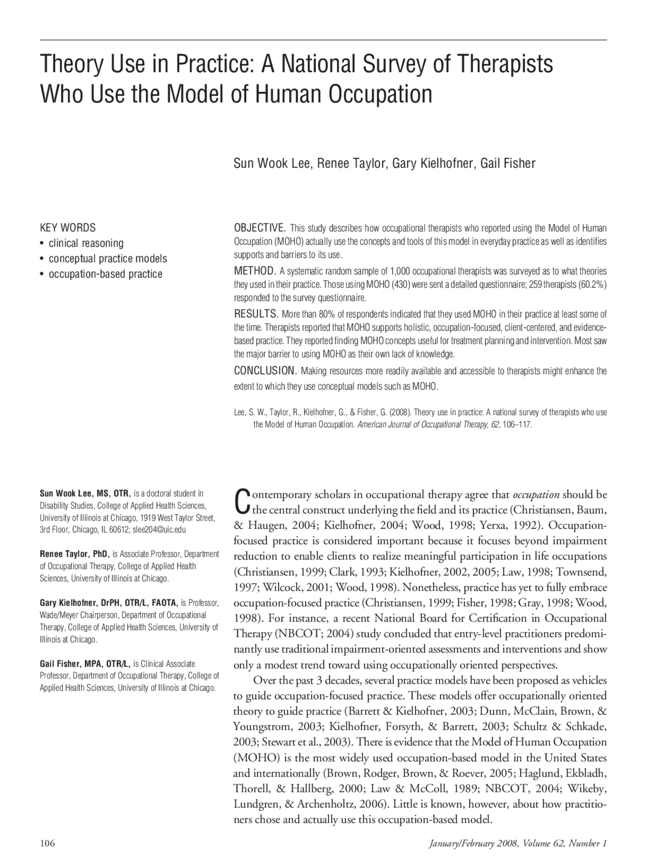 Theory Use in Practice: A National Survey of Therapists Who ... | Exams ...