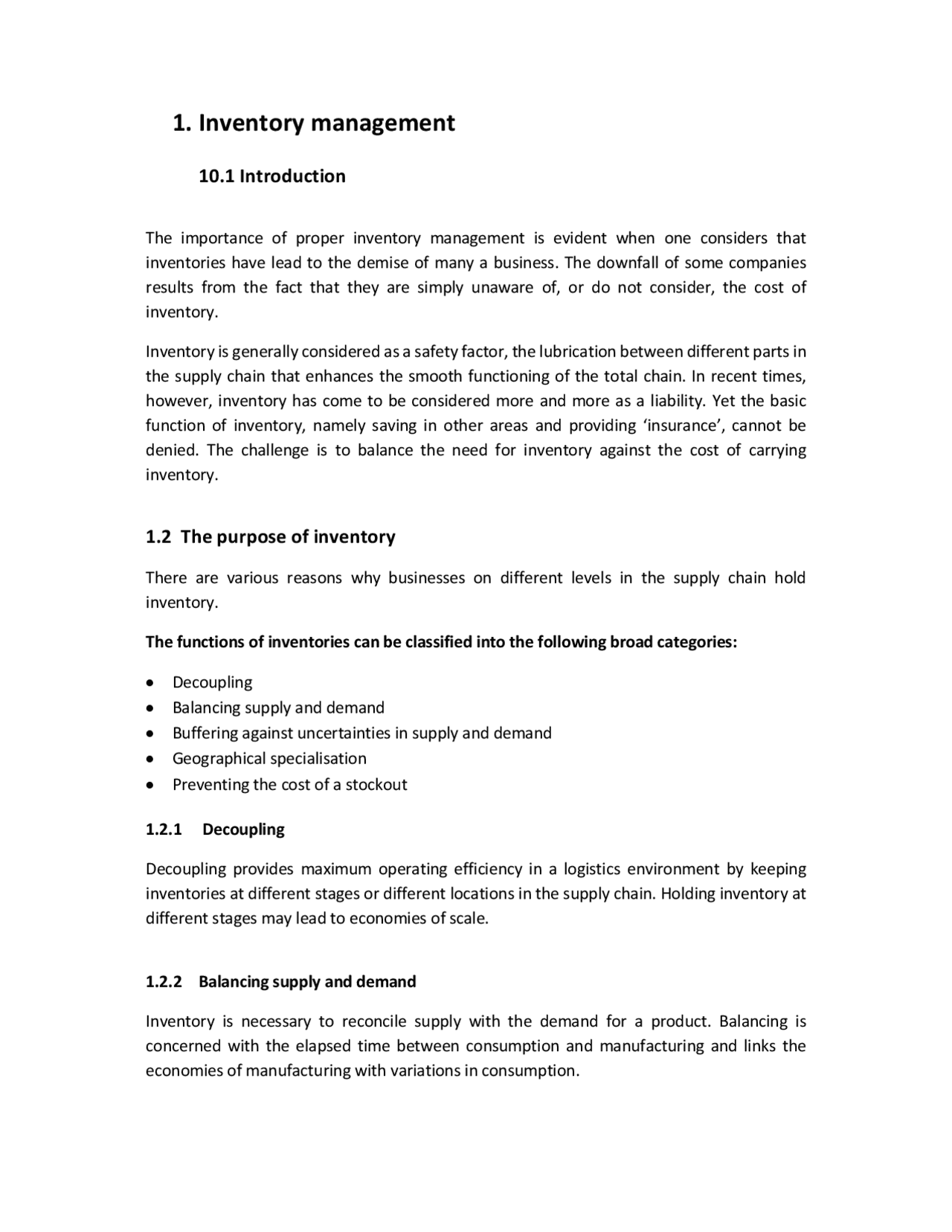 1 Inventory Management Lecture Notes Business Docsity