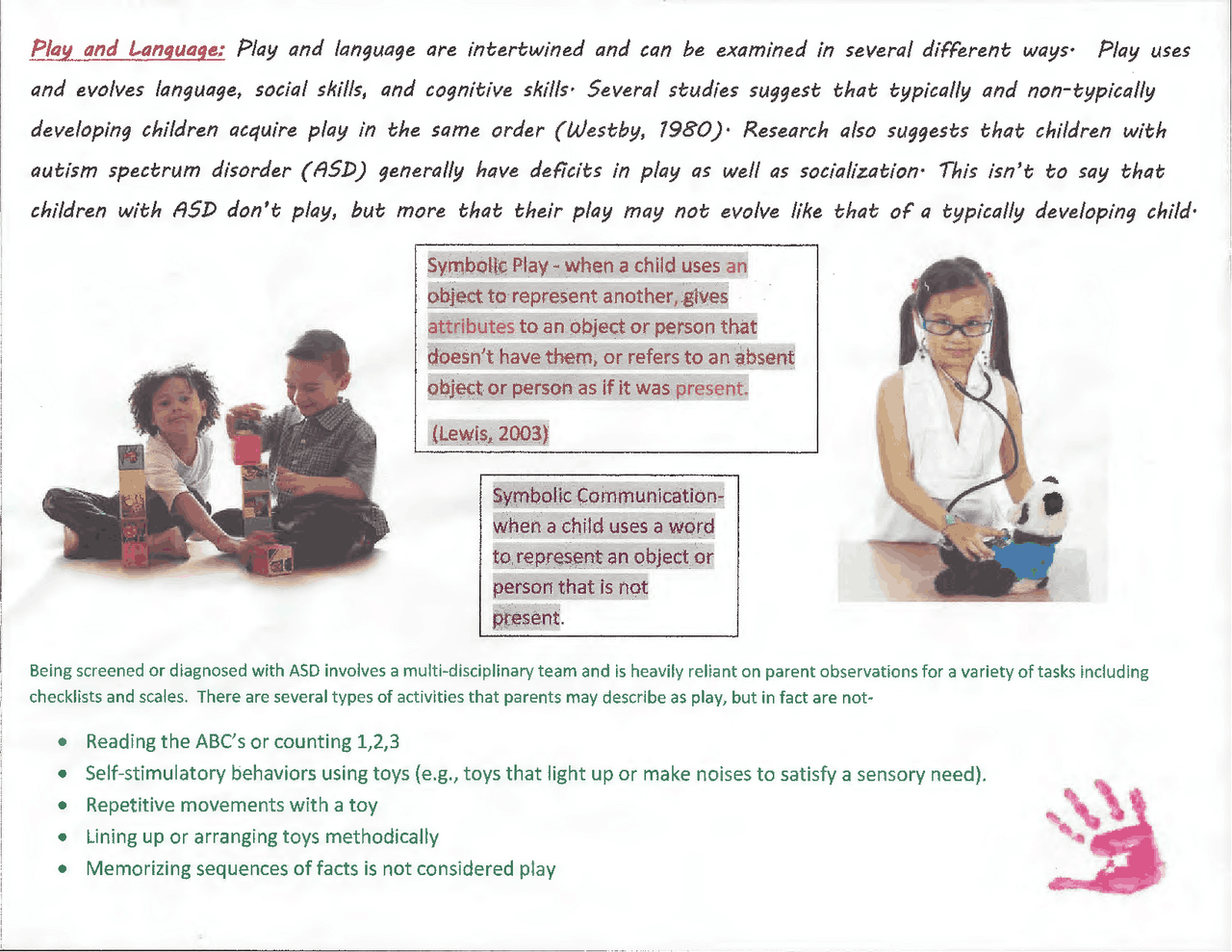 Play and language | Slides Communication | Docsity