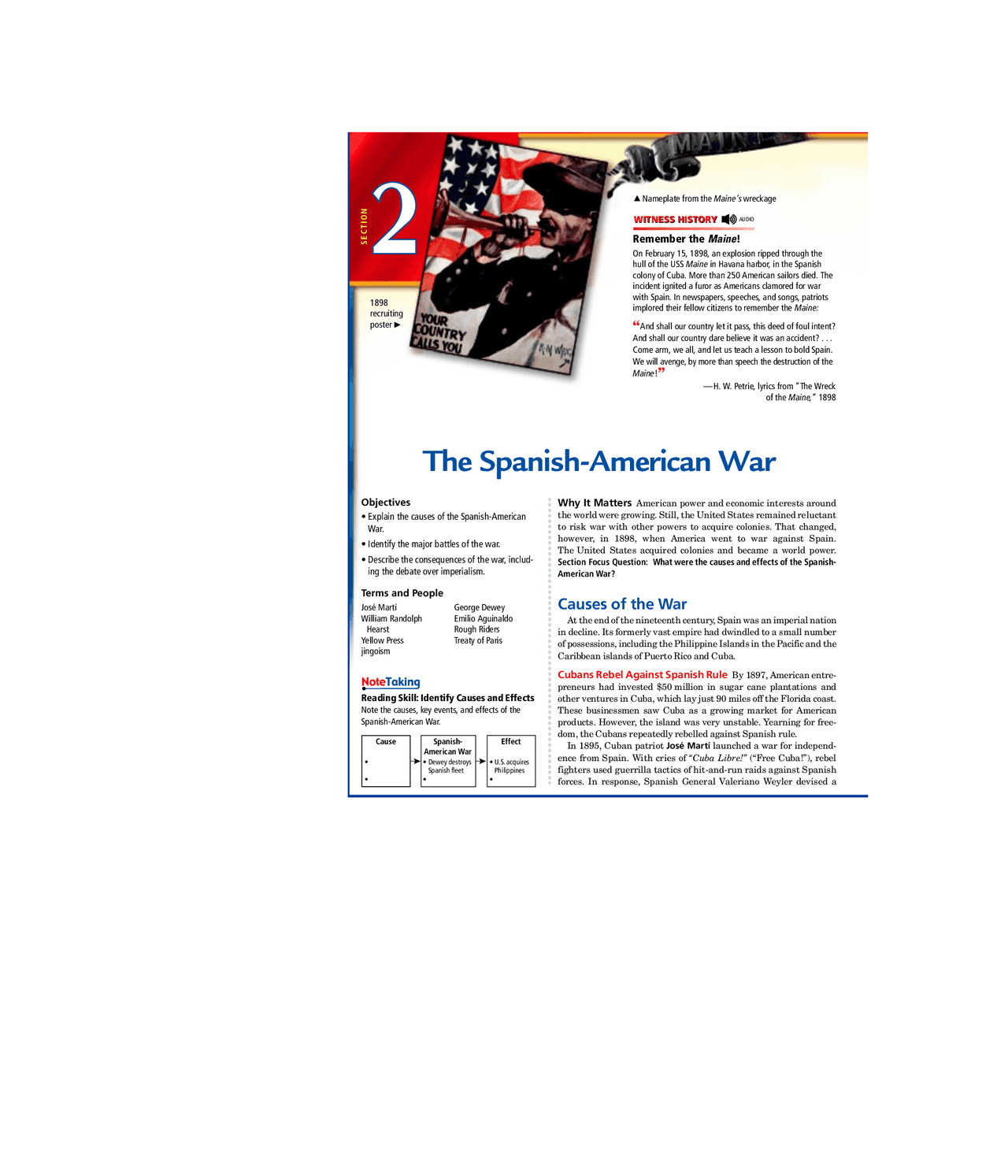 The Spanish-American War | Schemes and Mind Maps Spanish | Docsity