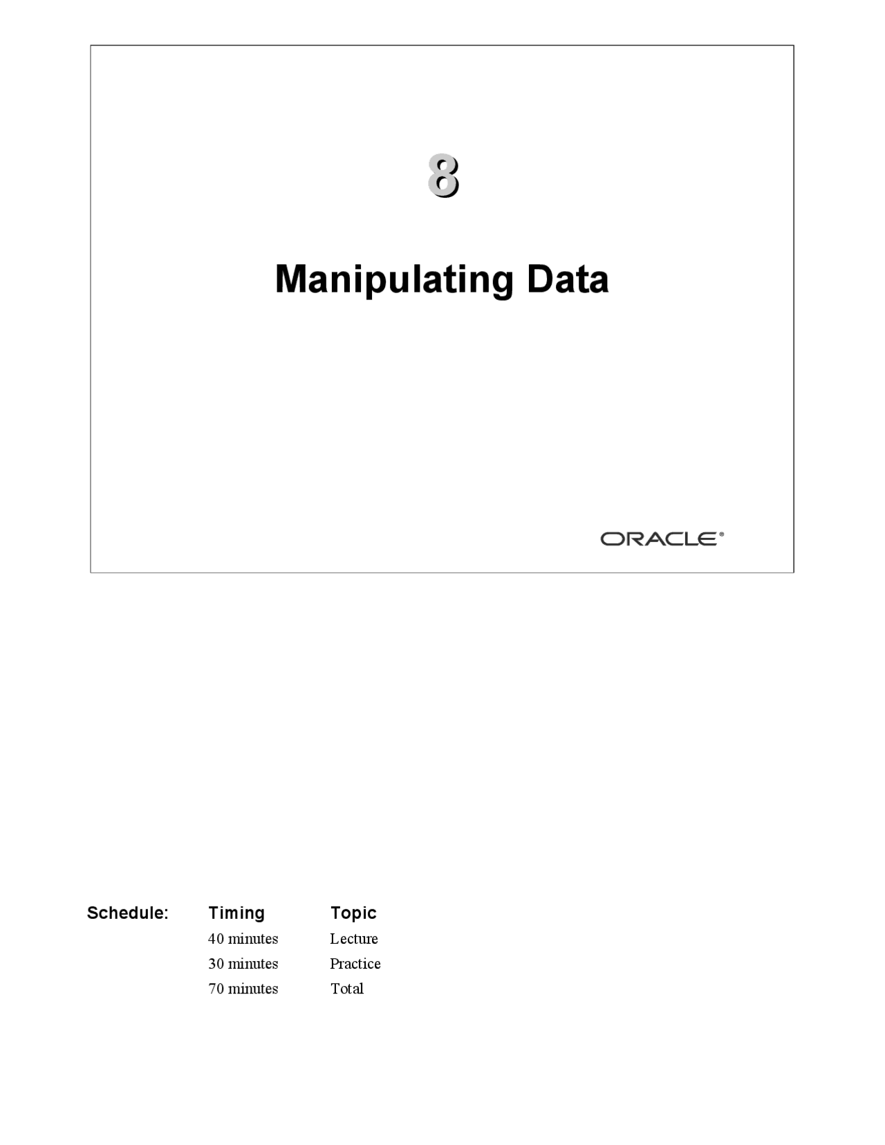 Manipulating Data | Exams Finance | Docsity