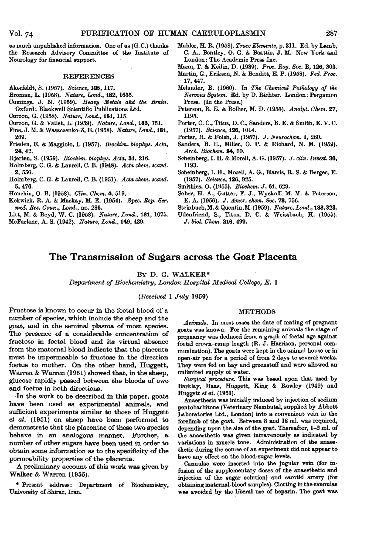 The Transmission of Sugars across the Goat Placenta | Study notes ...