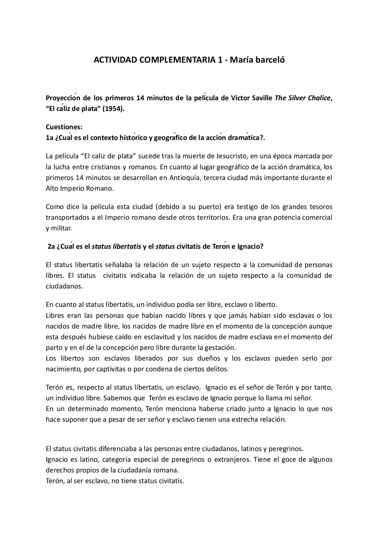 Prácticas Primer Cuatri Ejercicios De Derecho Romano Docsity