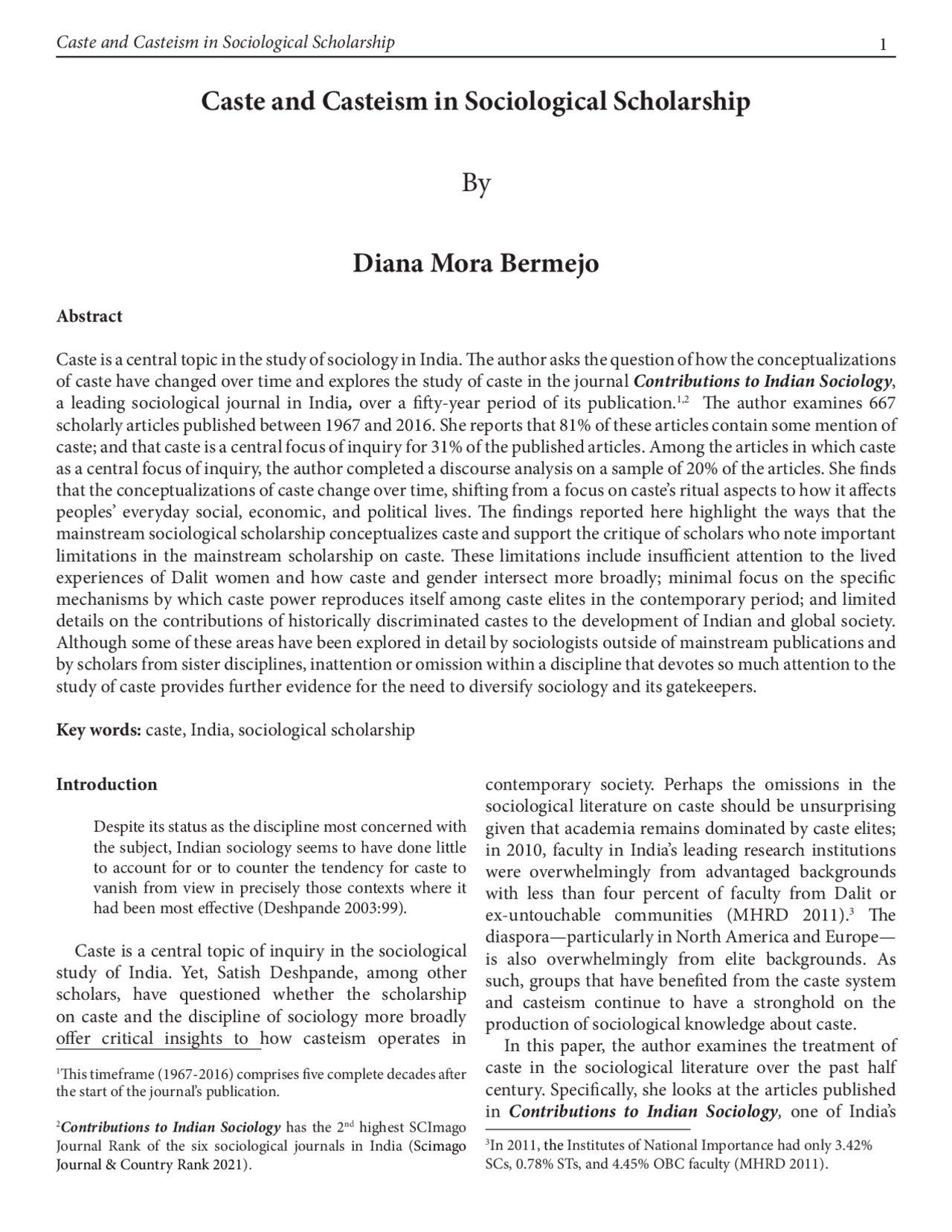 Caste and Casteism in Sociological Scholarship | Exams Sociology | Docsity