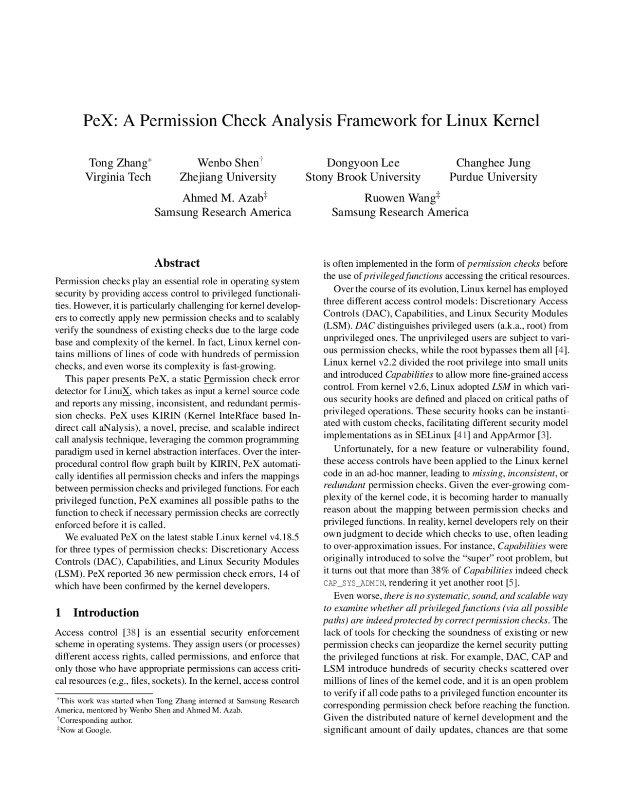 PeX: A Permission Check Analysis Framework for Linux Kernel | Lecture ...