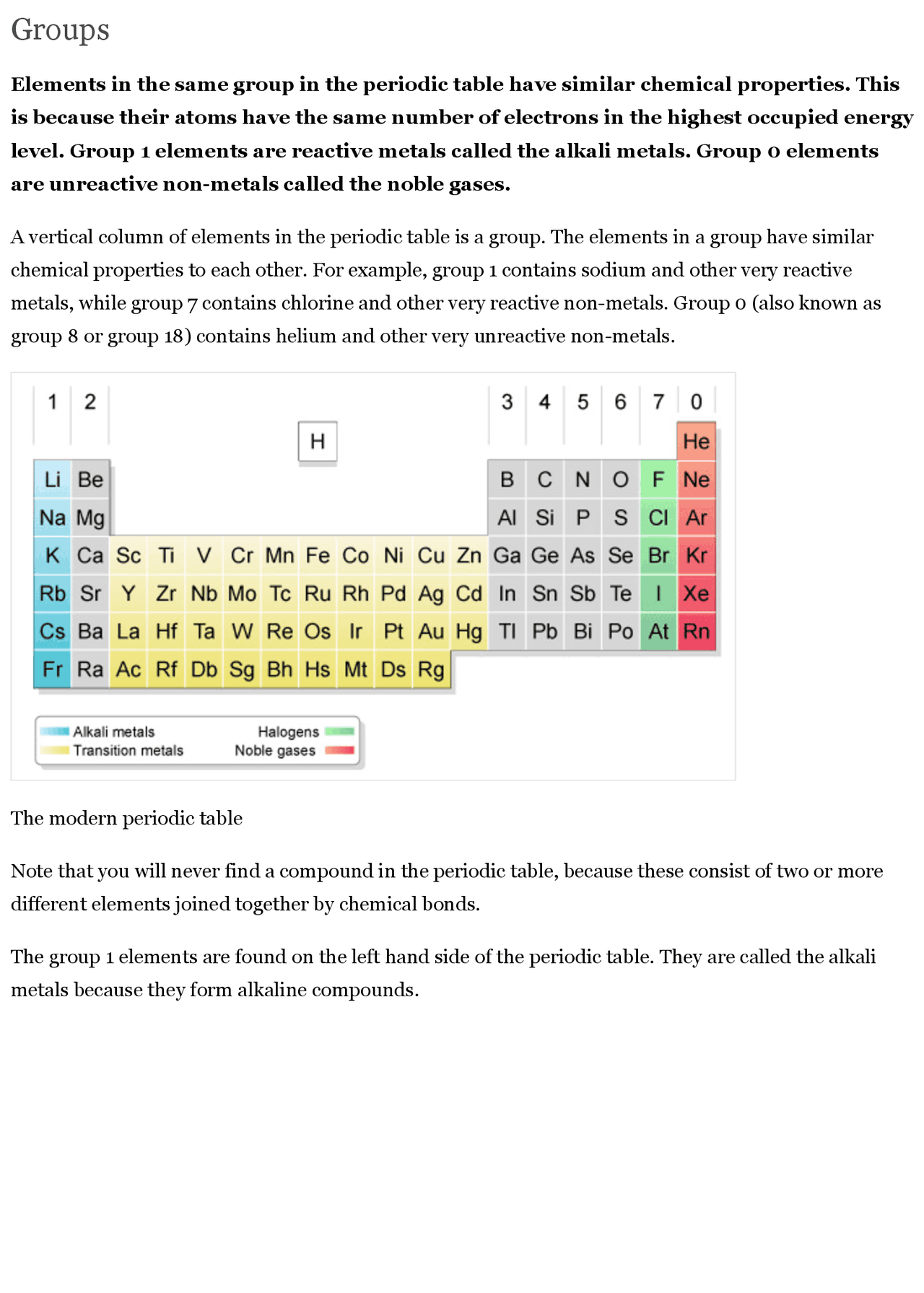 Groups | Secondary Science 4 All | Study notes Chemistry | Docsity